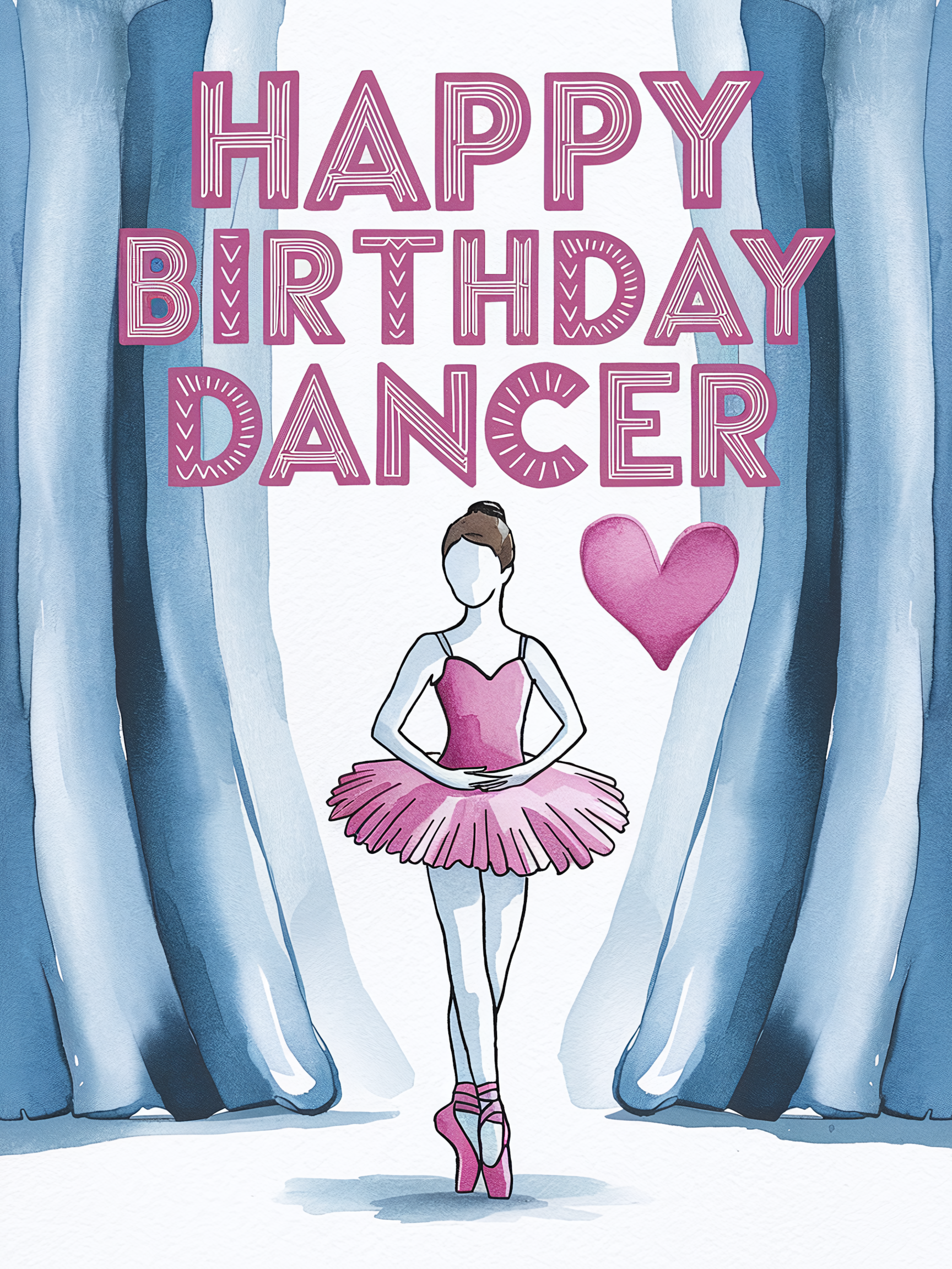 Free Download Watercolor Ballet Dancer Birthday Card