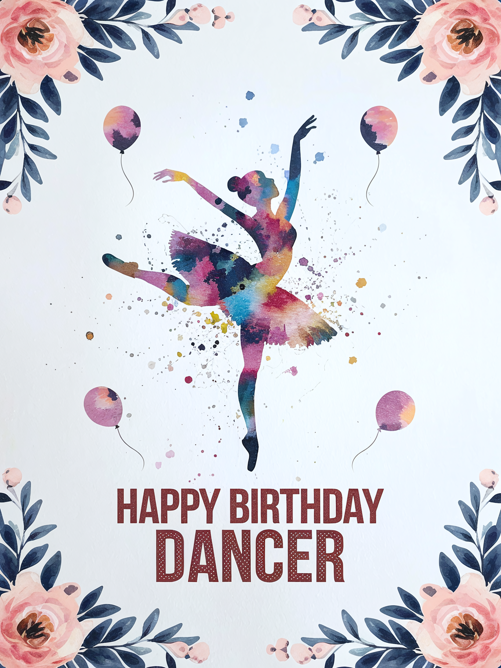 Free Download Watercolor Birthday Card for Dancer
