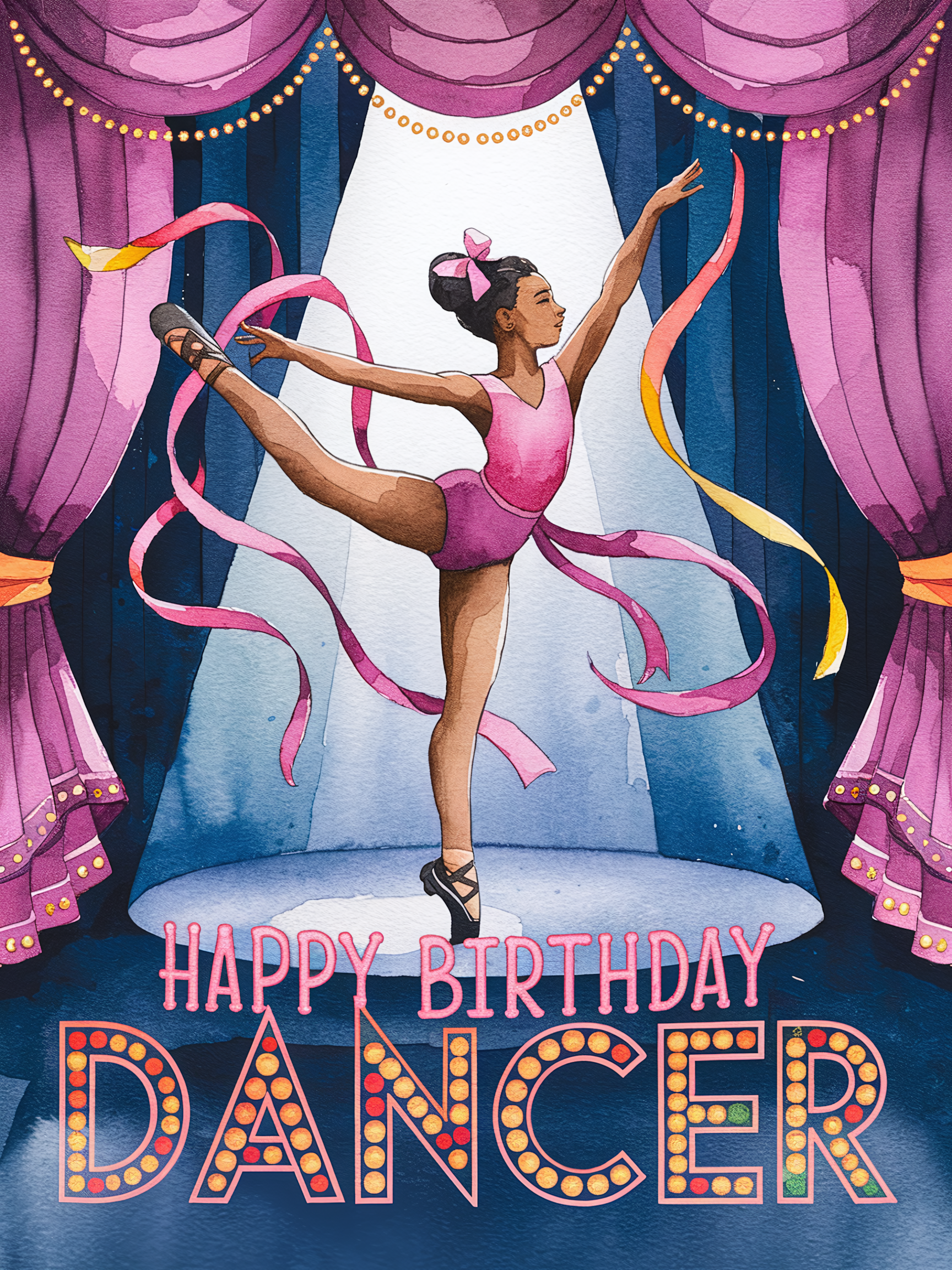 Free Download Watercolor Happy Birthday Dancer
