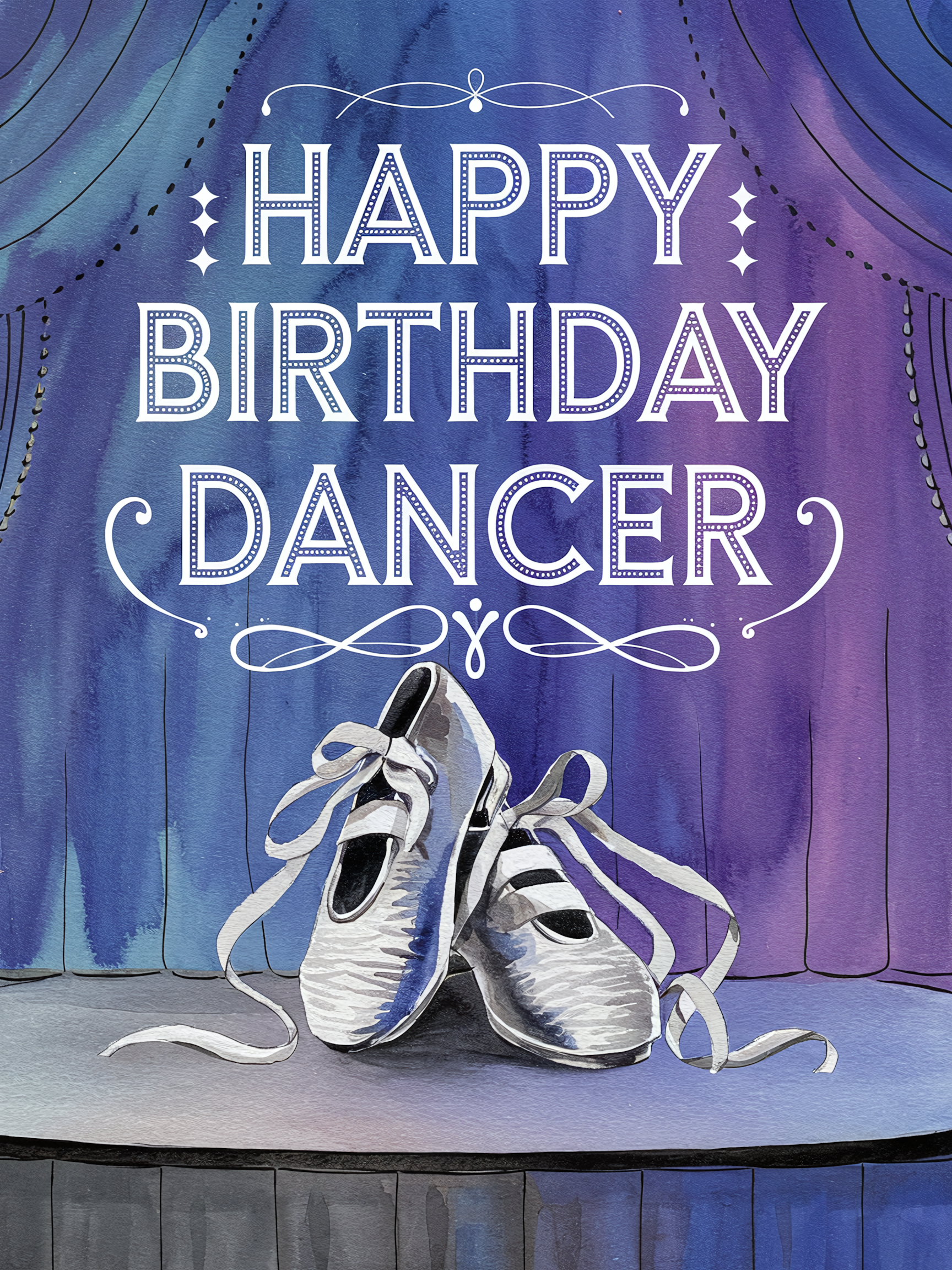 Free Download Watercolor Birthday Card for Dancer