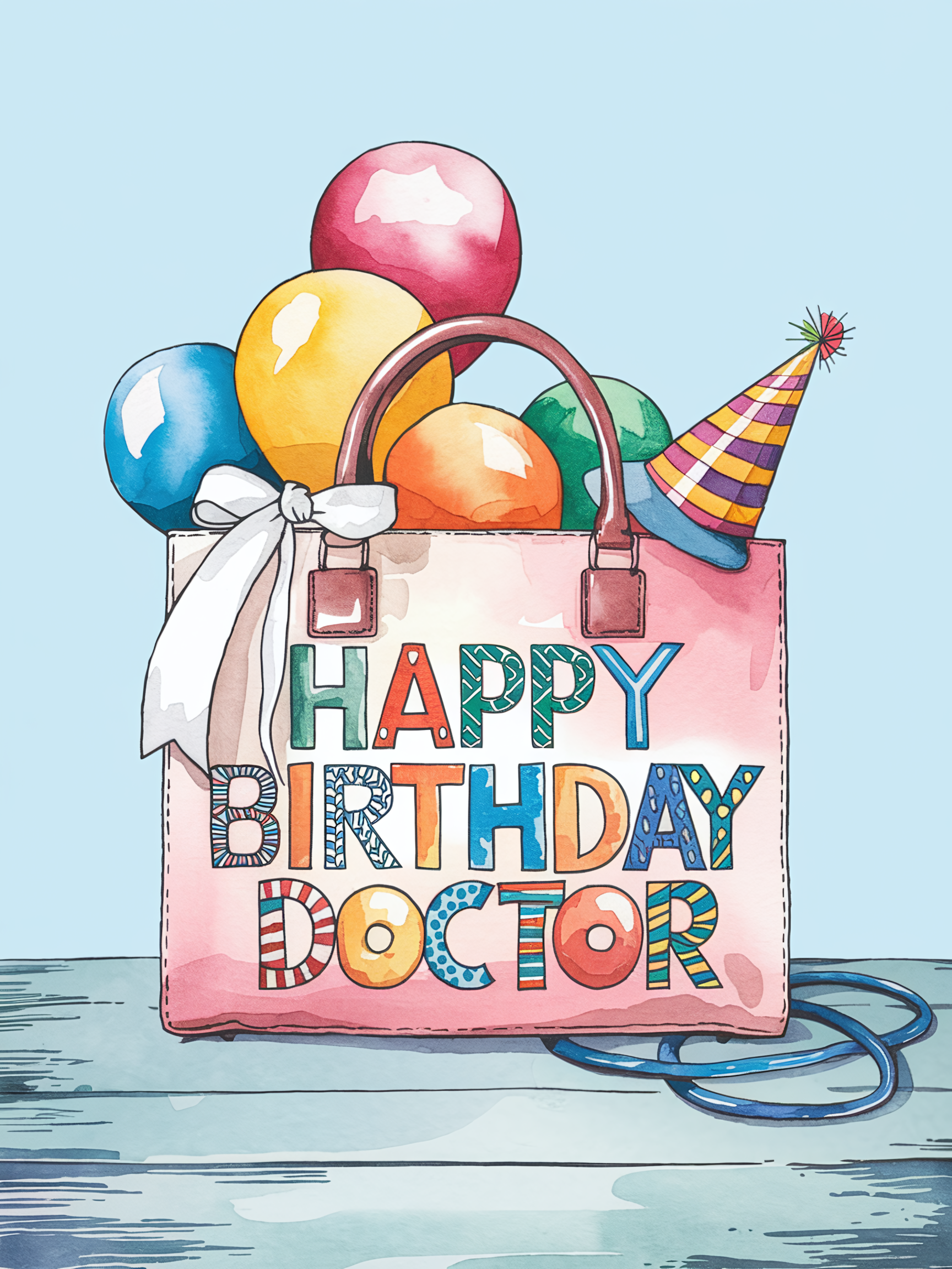 Free Download Happy Birthday Doctor Watercolor Illustration
