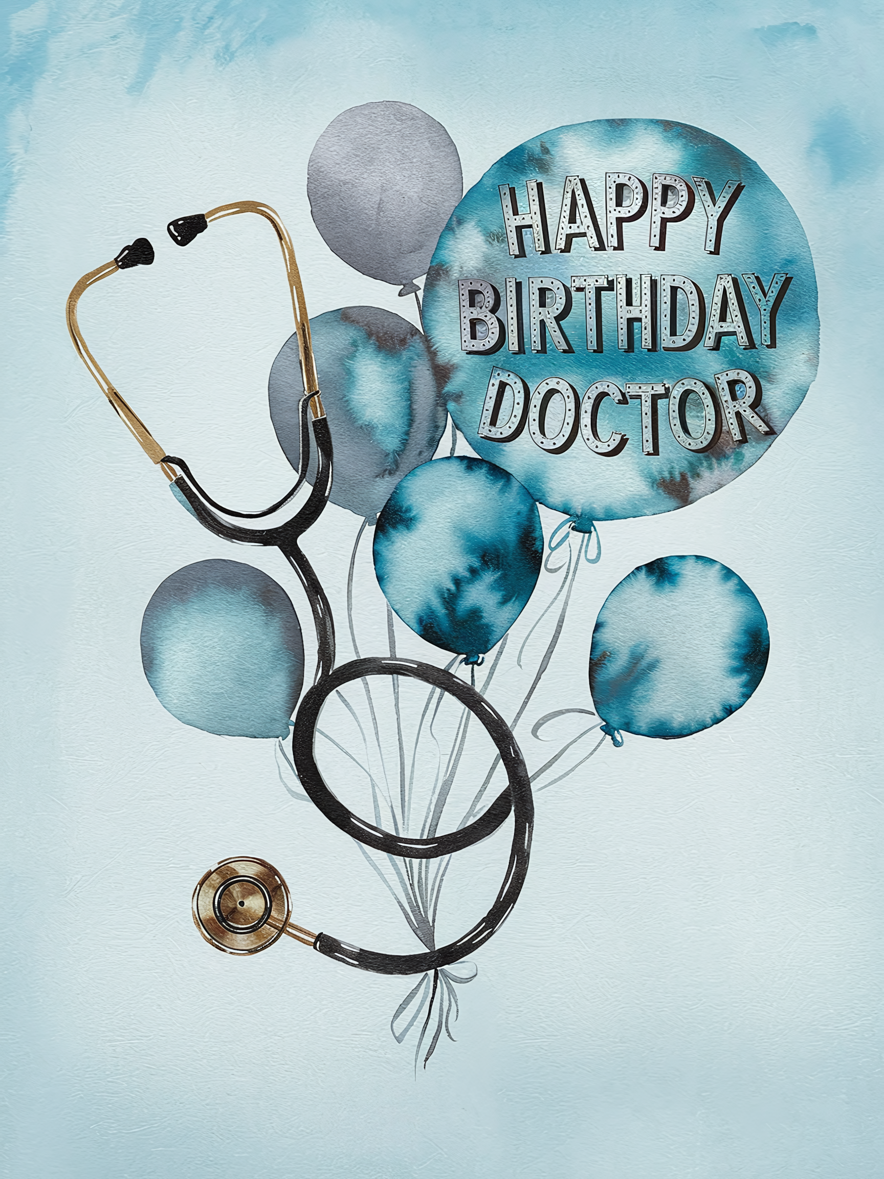 Free Download Happy Birthday Doctor Watercolor Card
