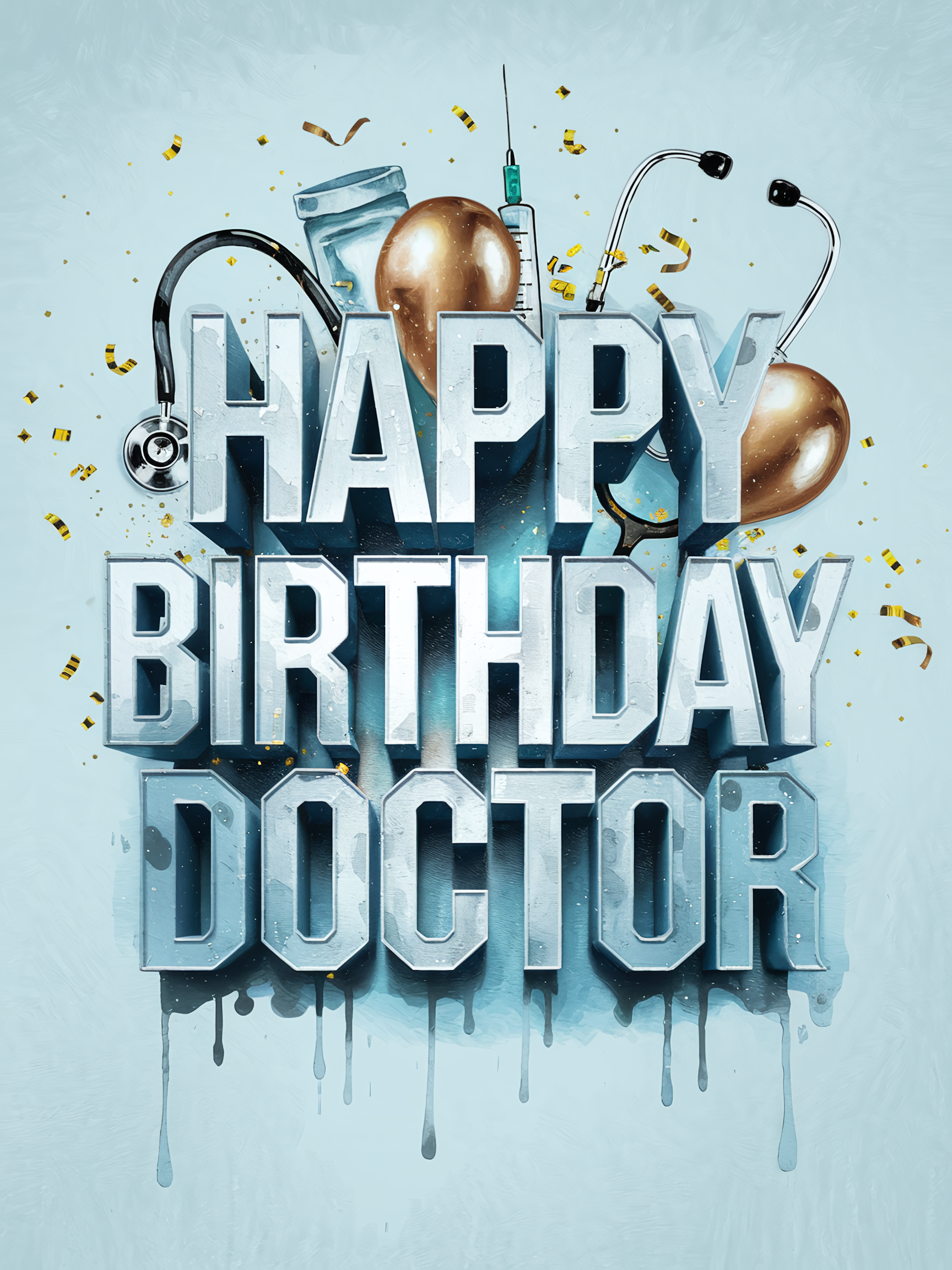 Free Download Happy Birthday Doctor Watercolor Greeting Card