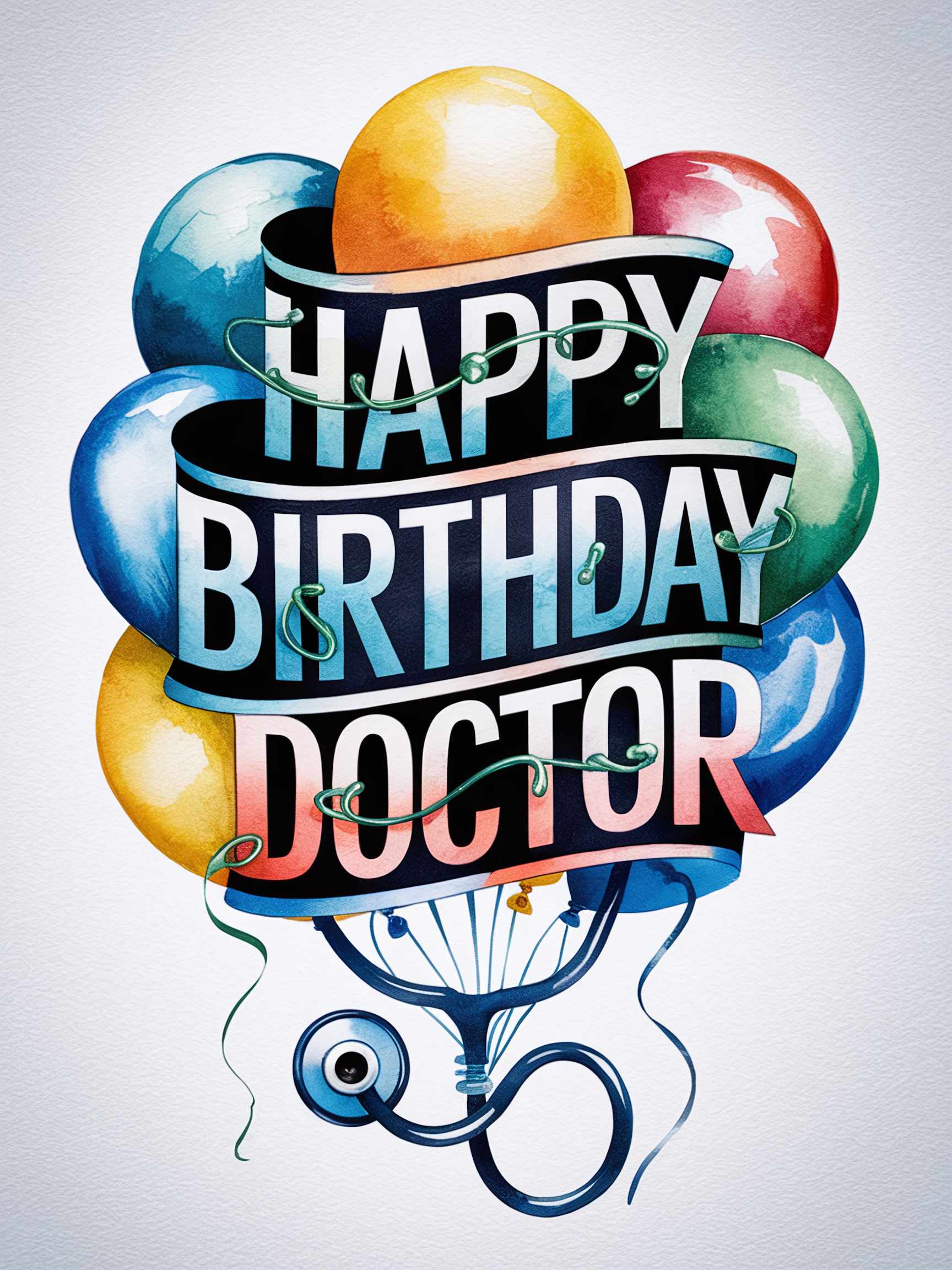 Free Download Happy Birthday Doctor Watercolor Illustration