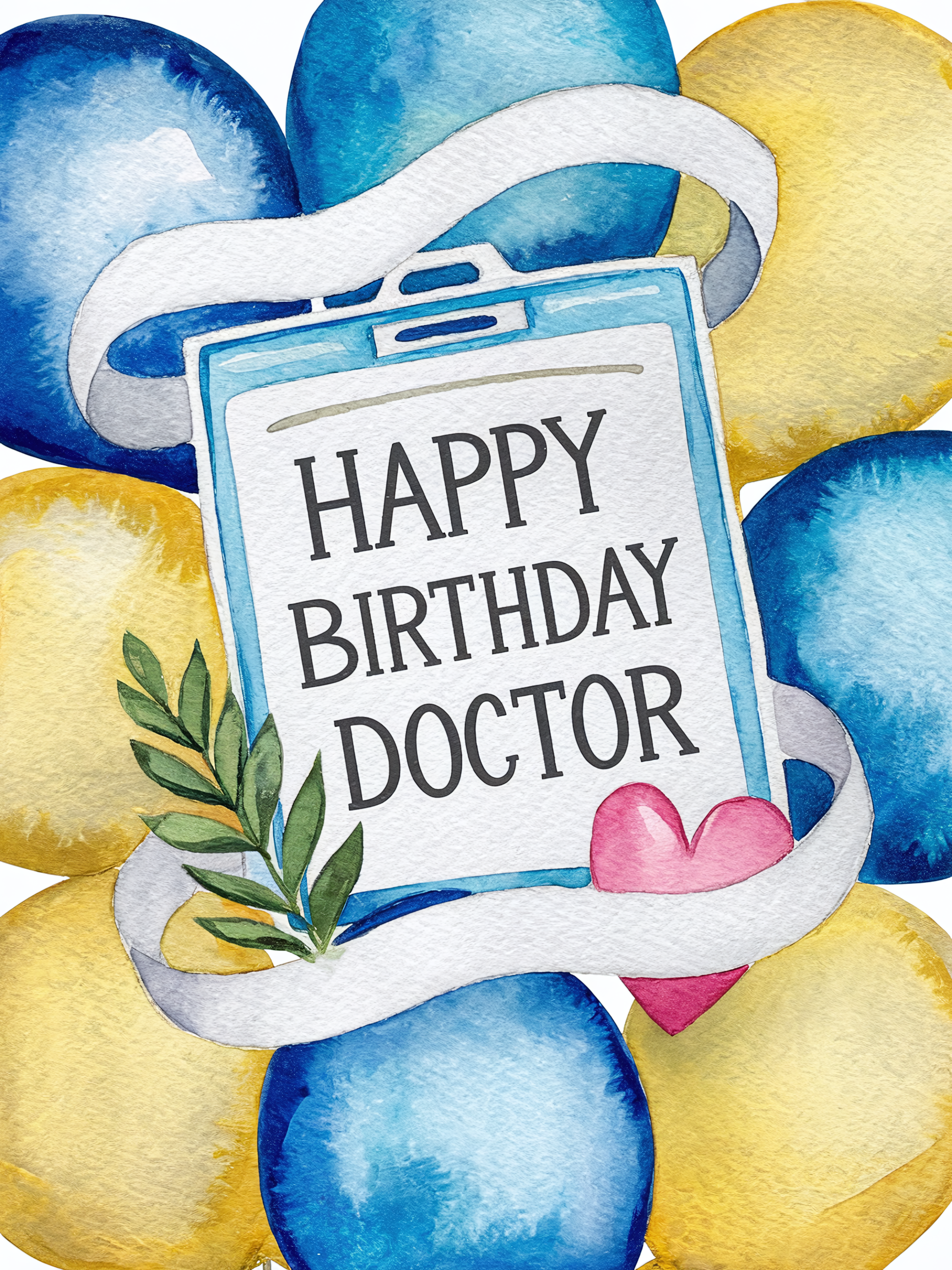 Free Download Happy Birthday Doctor Watercolor Card