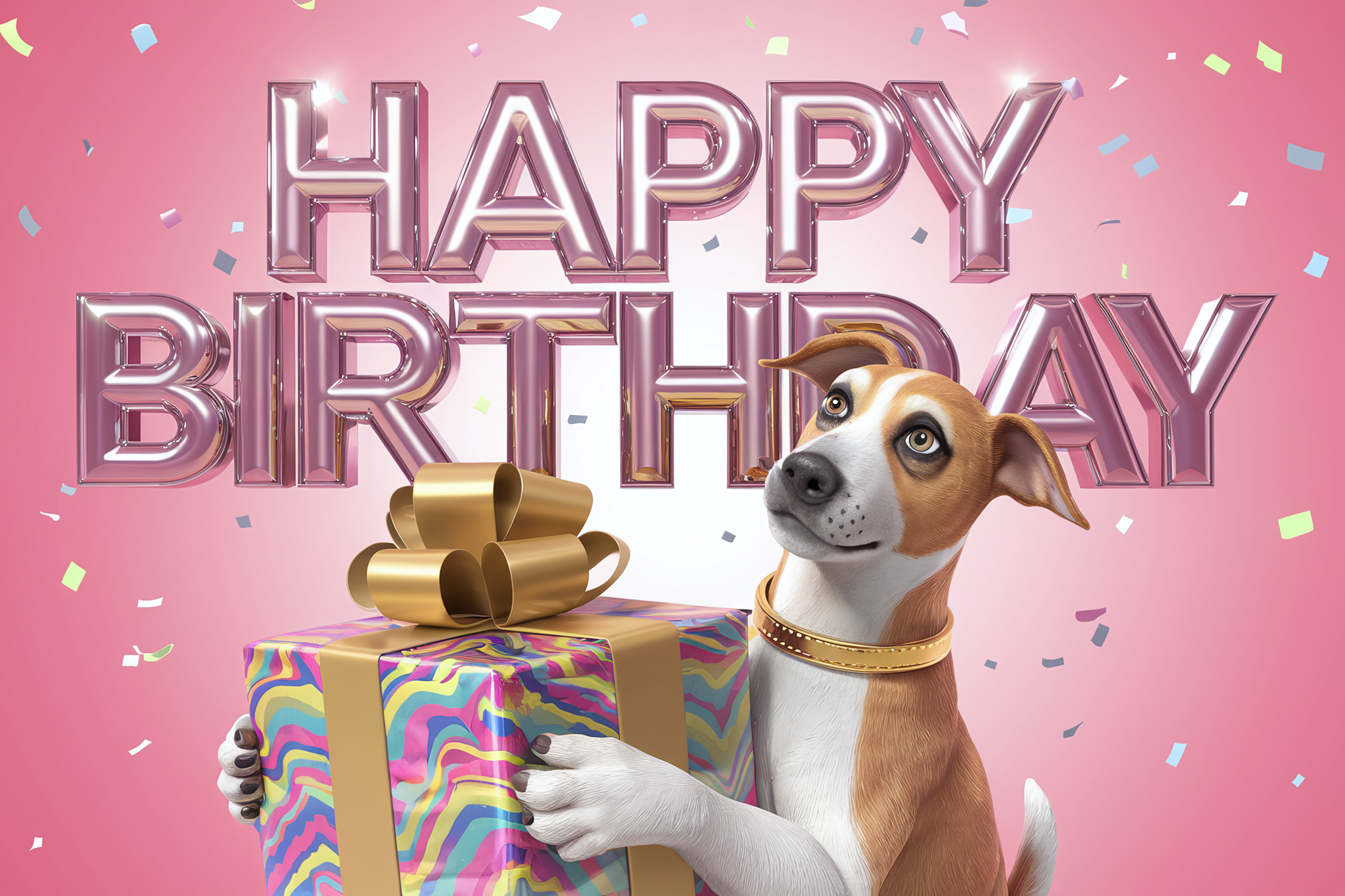 Free Download Happy Birthday Dog With Gift