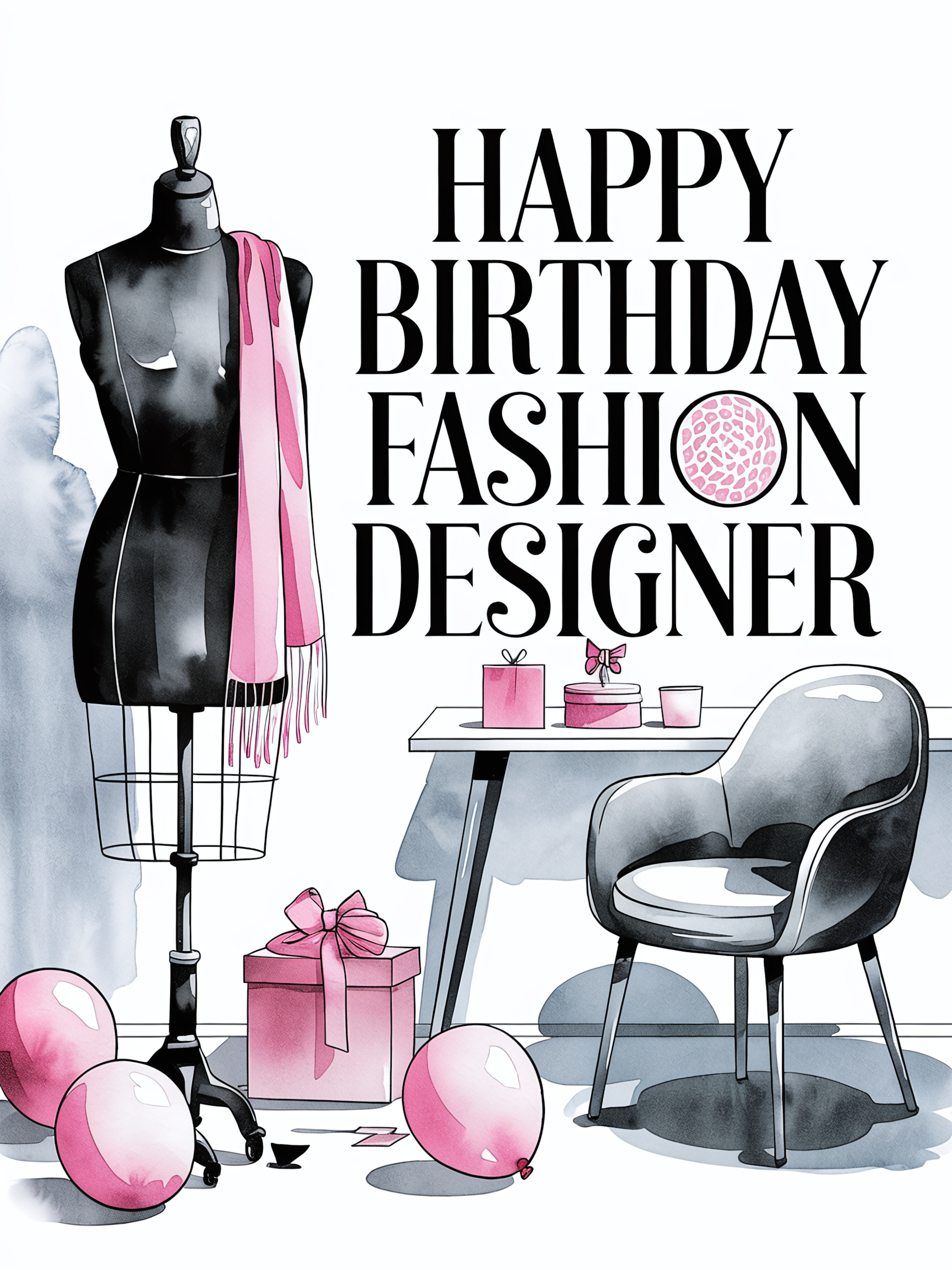 Free Download Happy Birthday Fashion Designer Watercolor Illustration