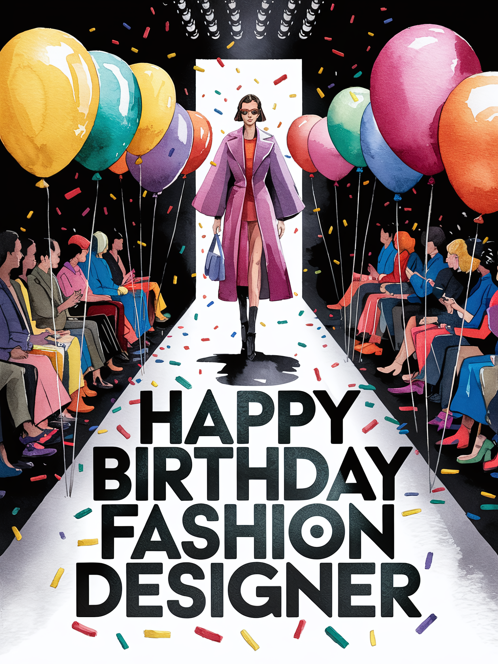 Free Download Happy Birthday Fashion Designer Watercolor Illustration