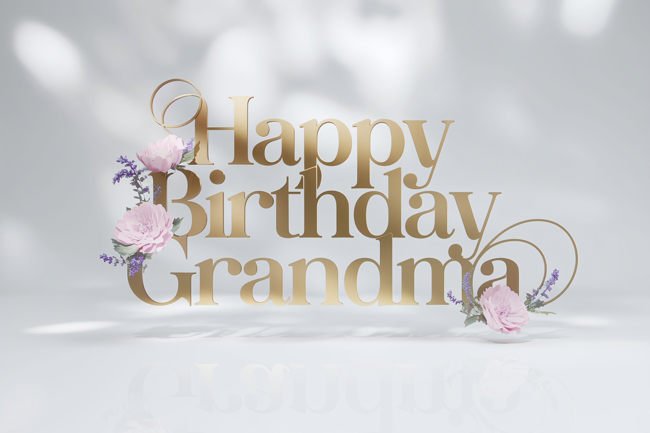Free Download Happy Birthday Grandma Floral 3D Render