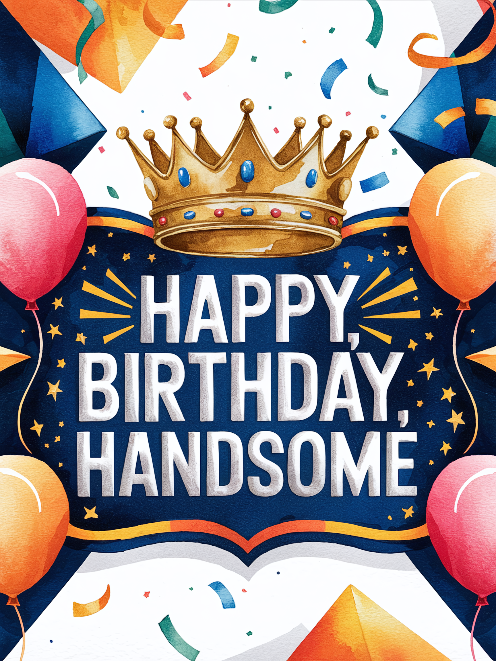 Free Download Happy Birthday Handsome Watercolor Illustration