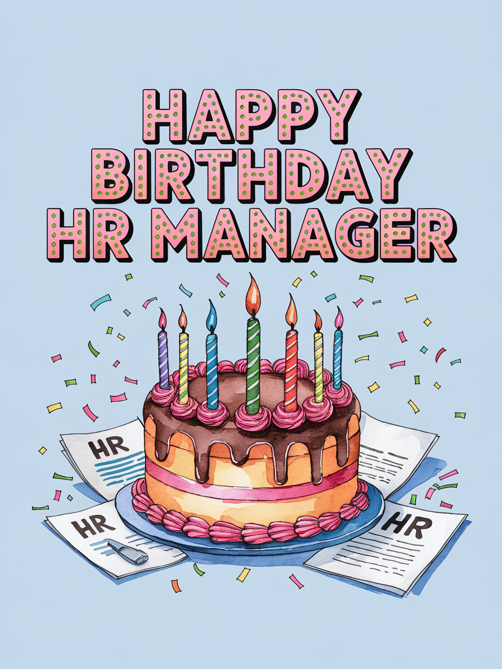 Free Download Happy Birthday HR Manager Watercolor Illustration