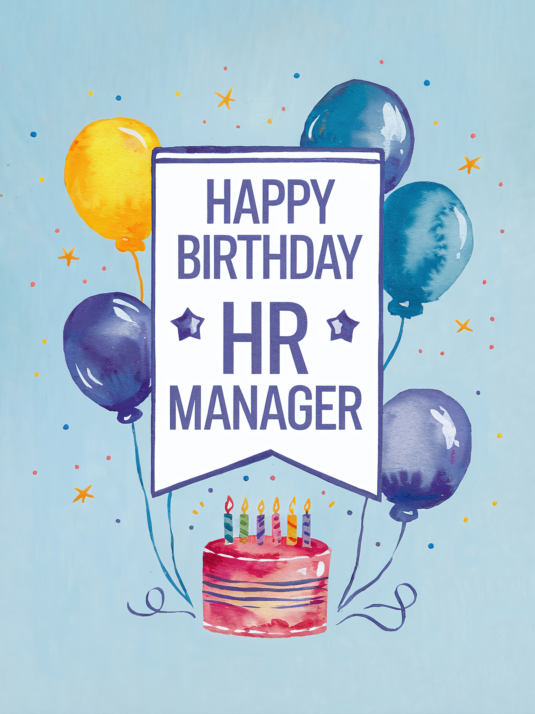 Free Download Happy Birthday HR Manager Watercolor Card