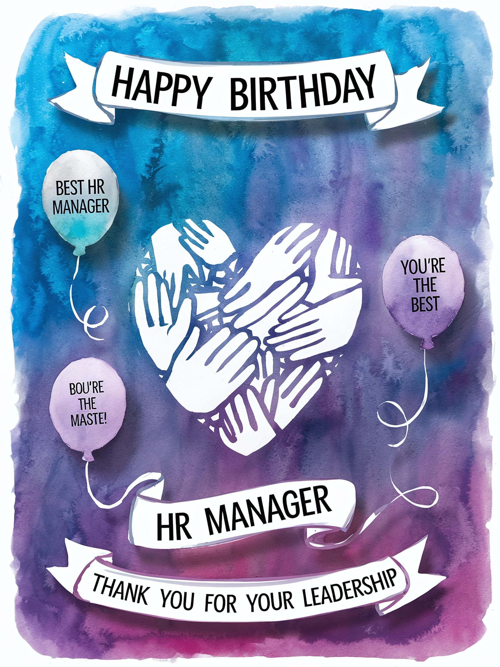 Free Download Happy Birthday HR Manager Watercolor Illustration