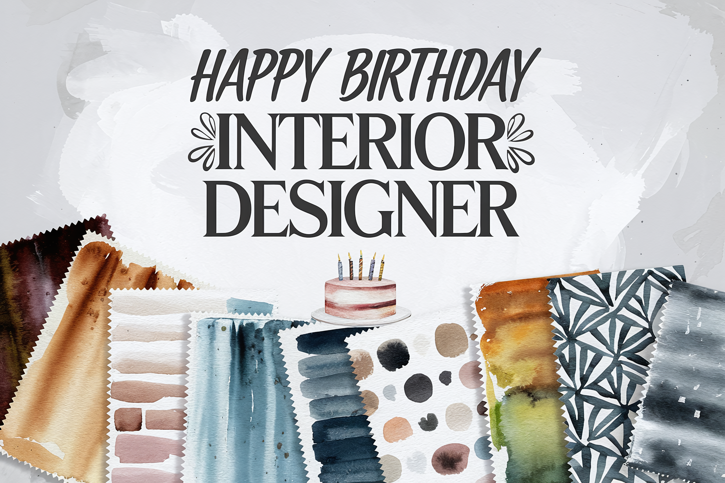 Free Download Happy Birthday Interior Designer Watercolor Fabric Swatches