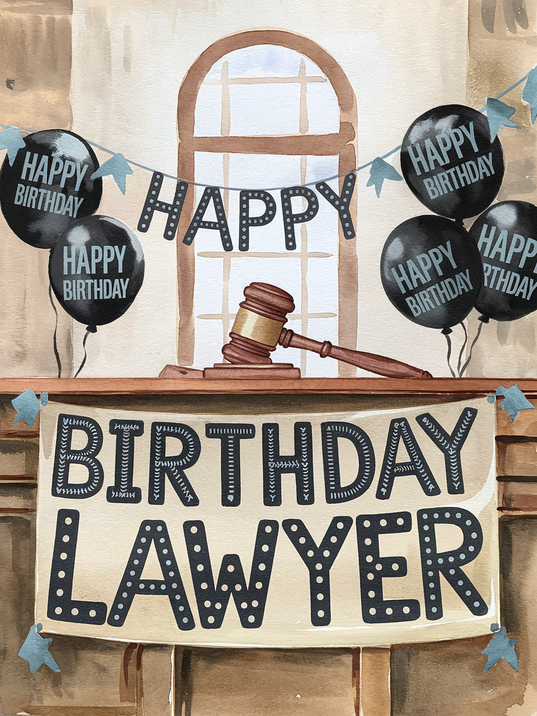 Free Download Watercolor Illustration of Happy Birthday Lawyer