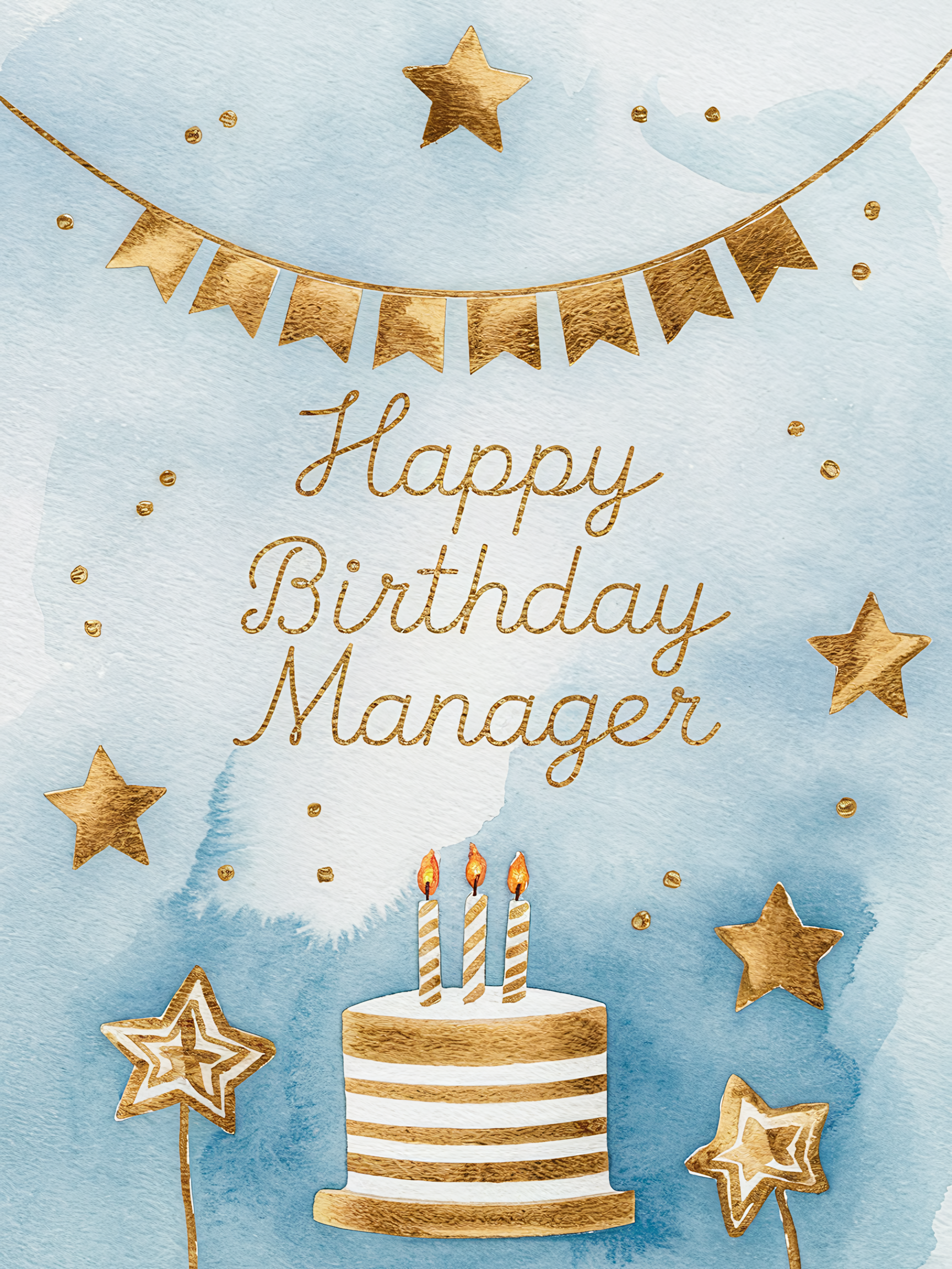 Free Download Watercolor Birthday Card for Manager