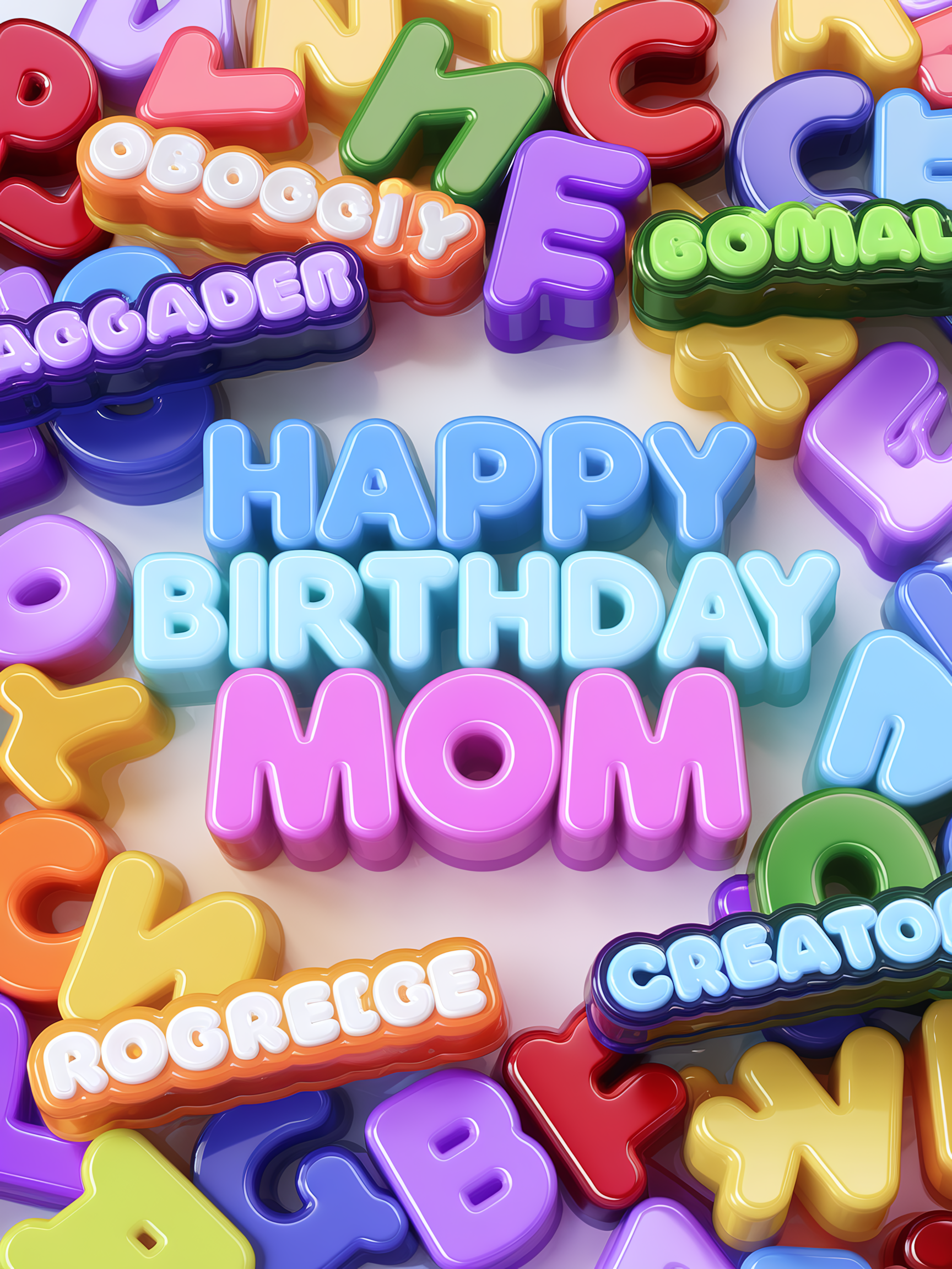 Free Download Happy Birthday Mom Watercolor 3D Letters