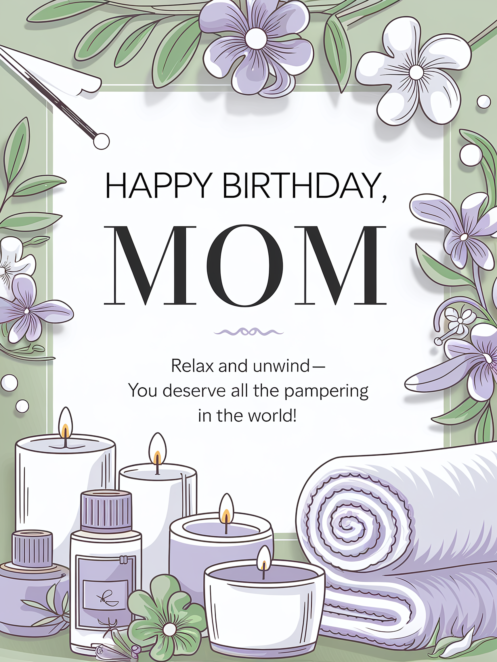 Free Download Happy Birthday Mom Spa Card