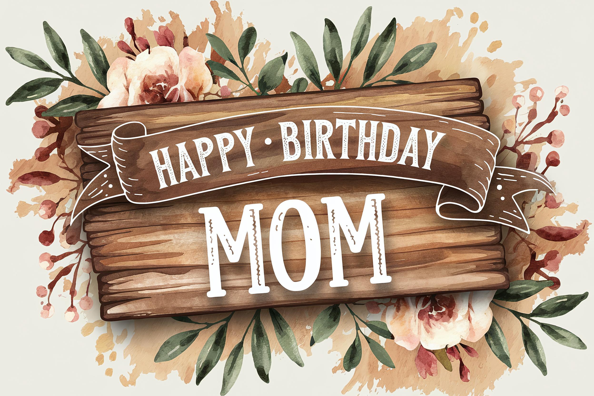 Free Download Happy Birthday Mom Watercolor 3D Letters