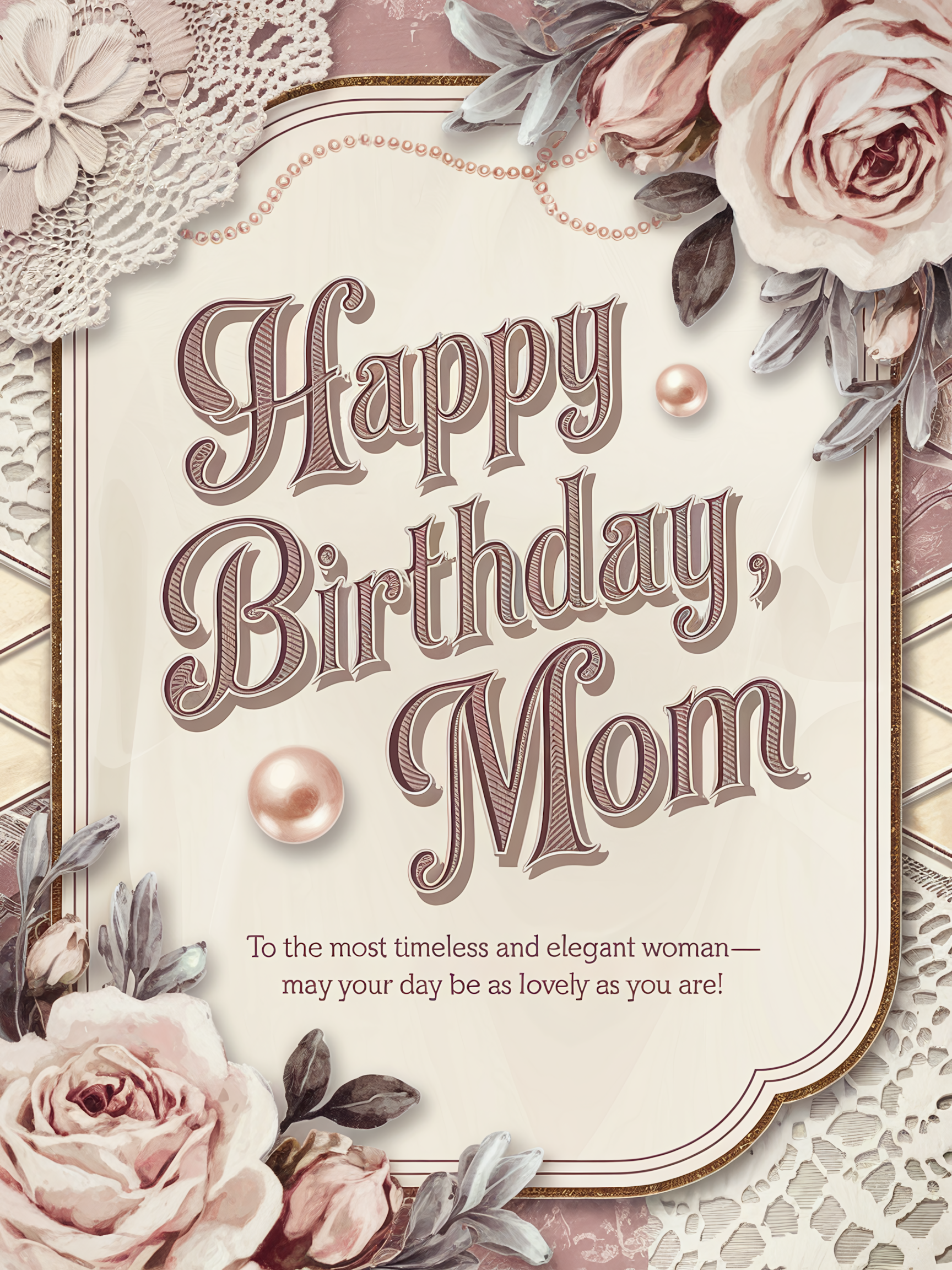 Free Download Vintage Happy Birthday Mom Card