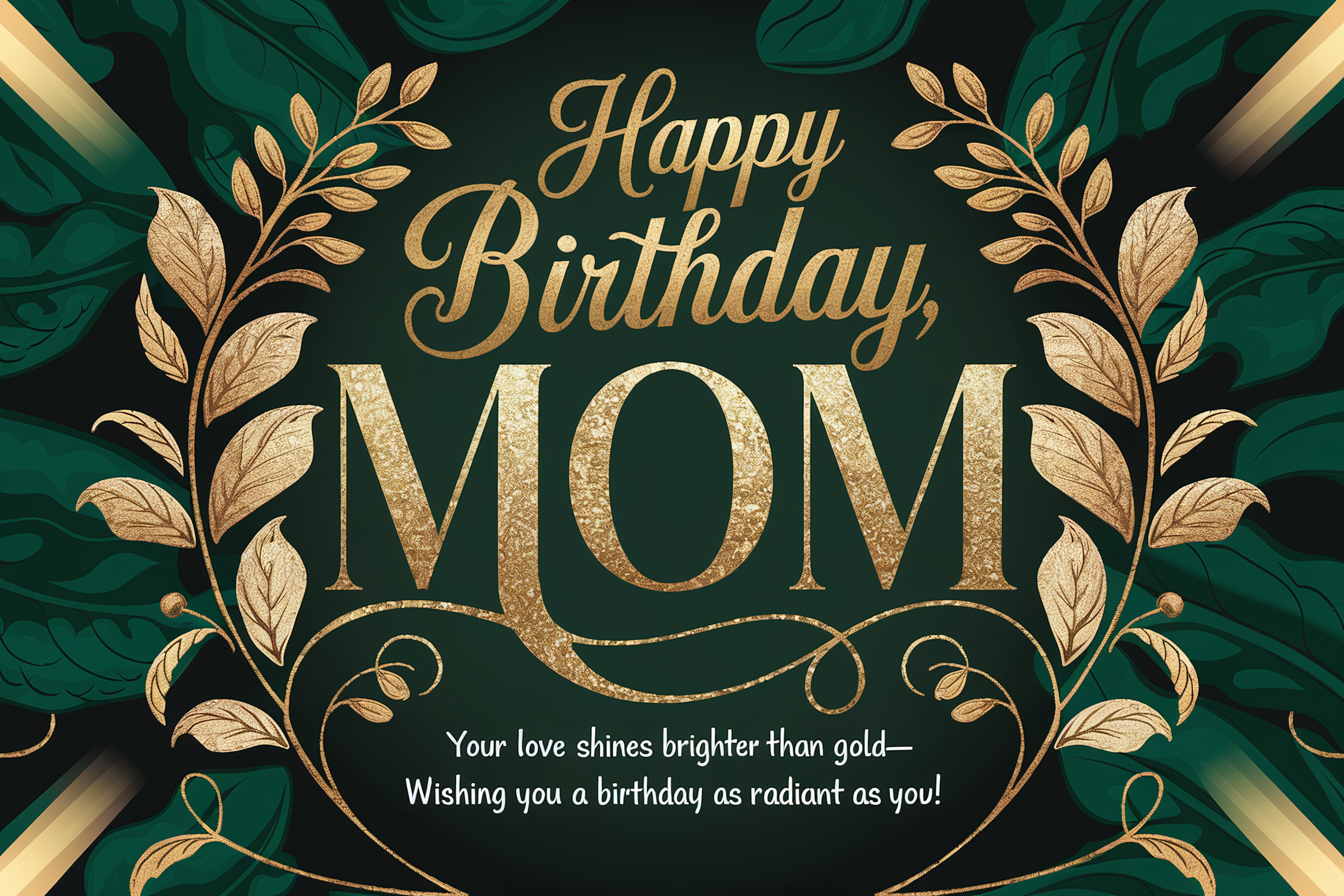 Free Download Happy Birthday Mom Gold Foil Green