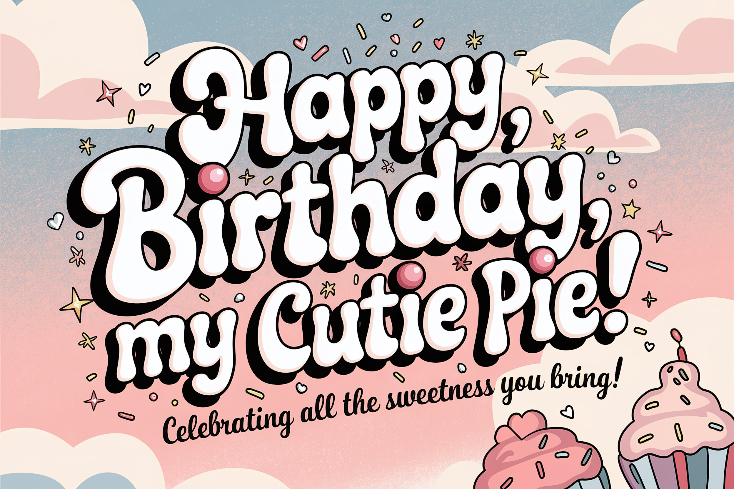 Free Download Happy Birthday Cutie Pie Illustration