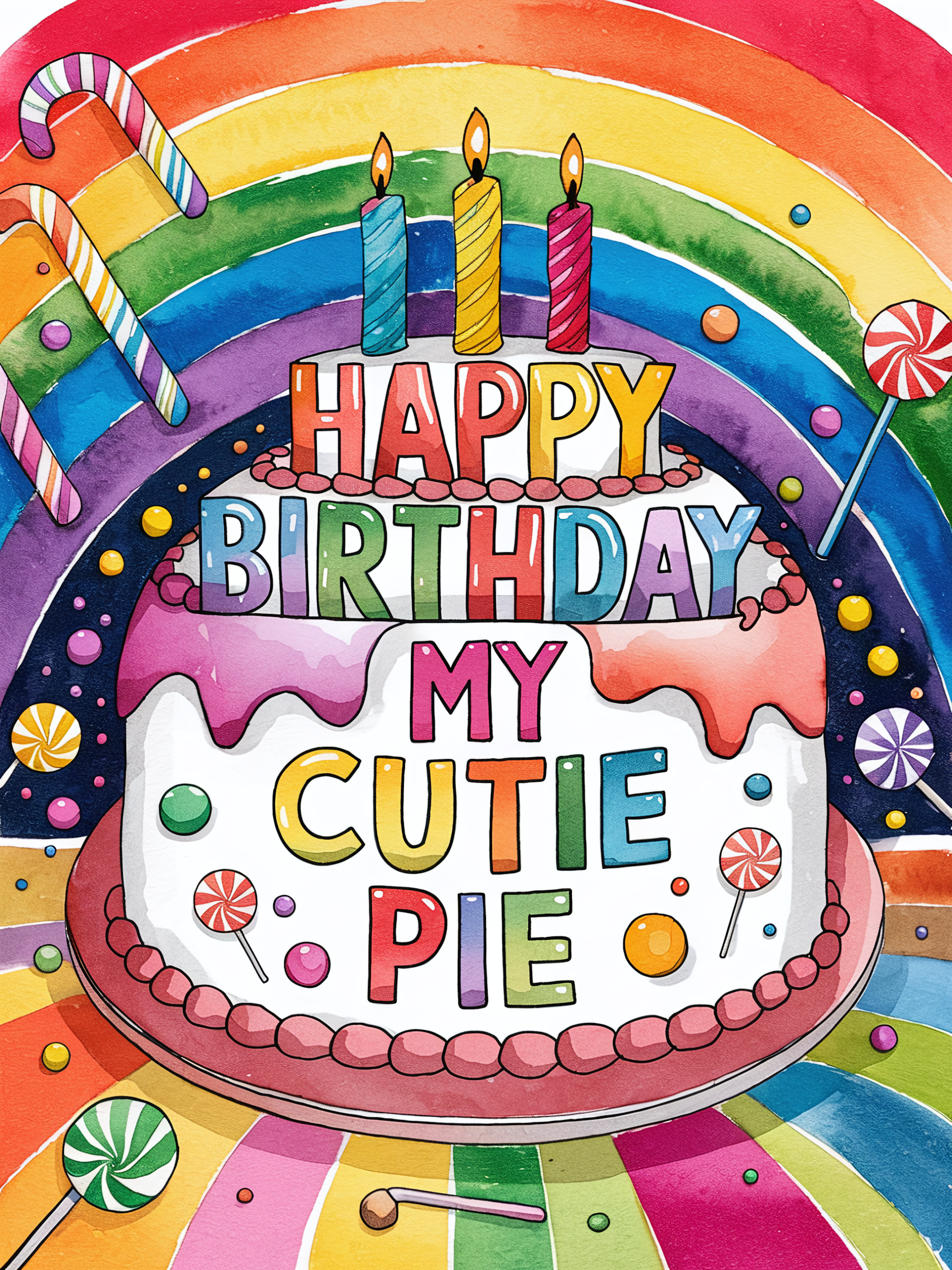 Free Download Watercolor Happy Birthday Cake