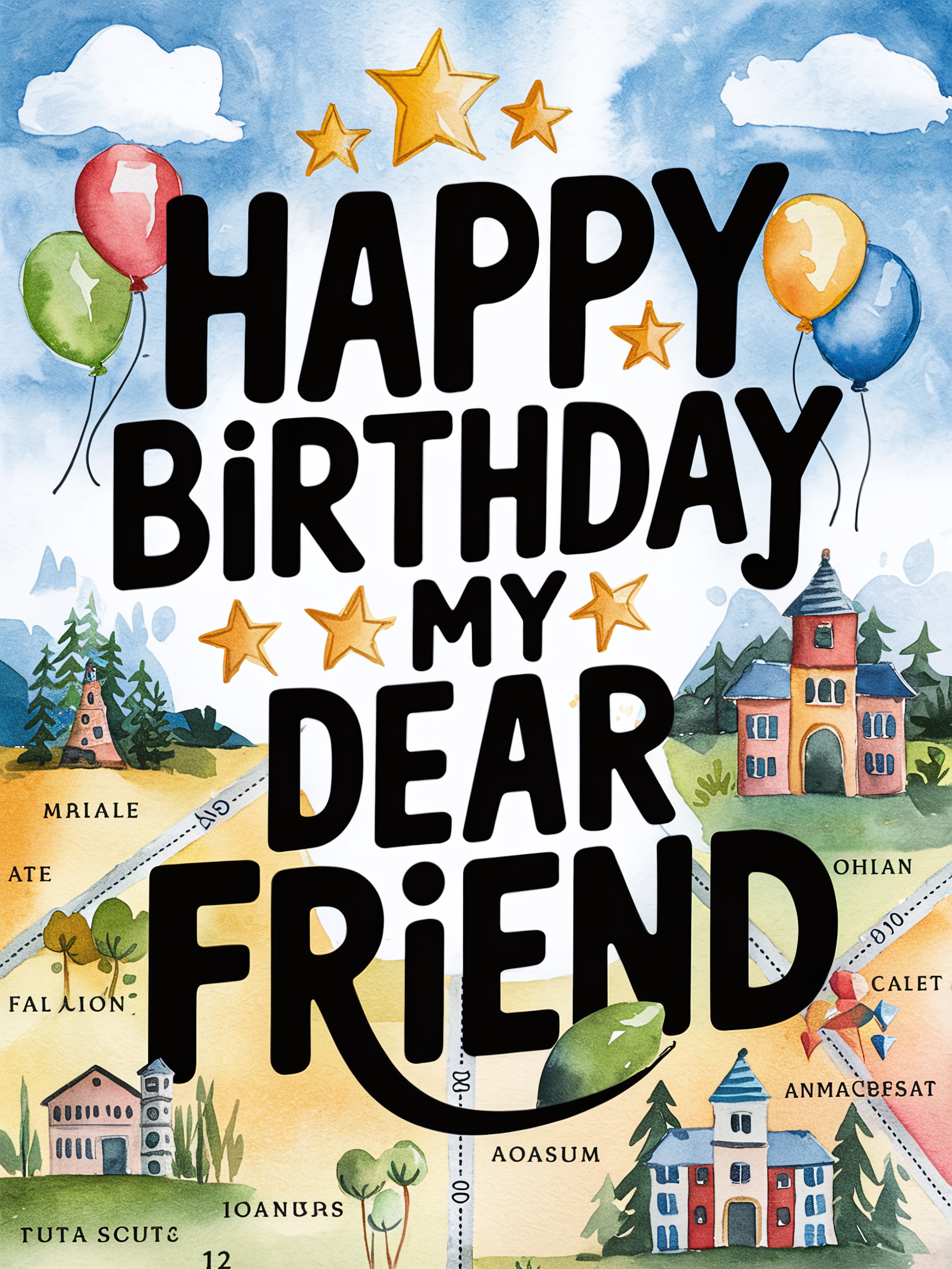 Free Download Watercolor Birthday Card for Friend