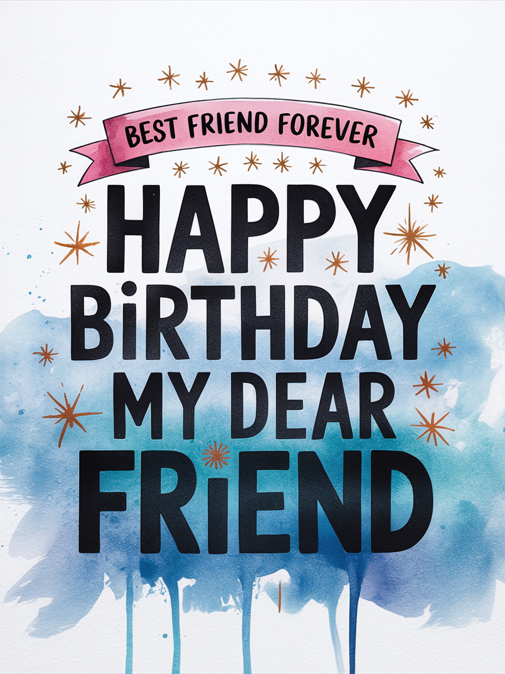 Free Happy Birthday Best Friend Watercolor Card