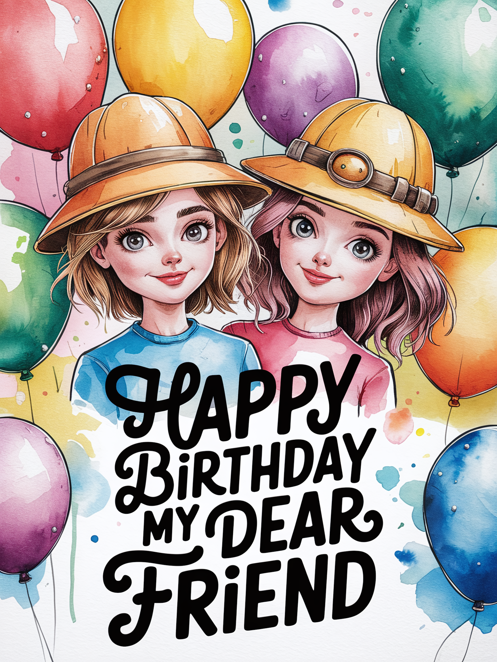 Free Download Watercolor Birthday Card for Friend