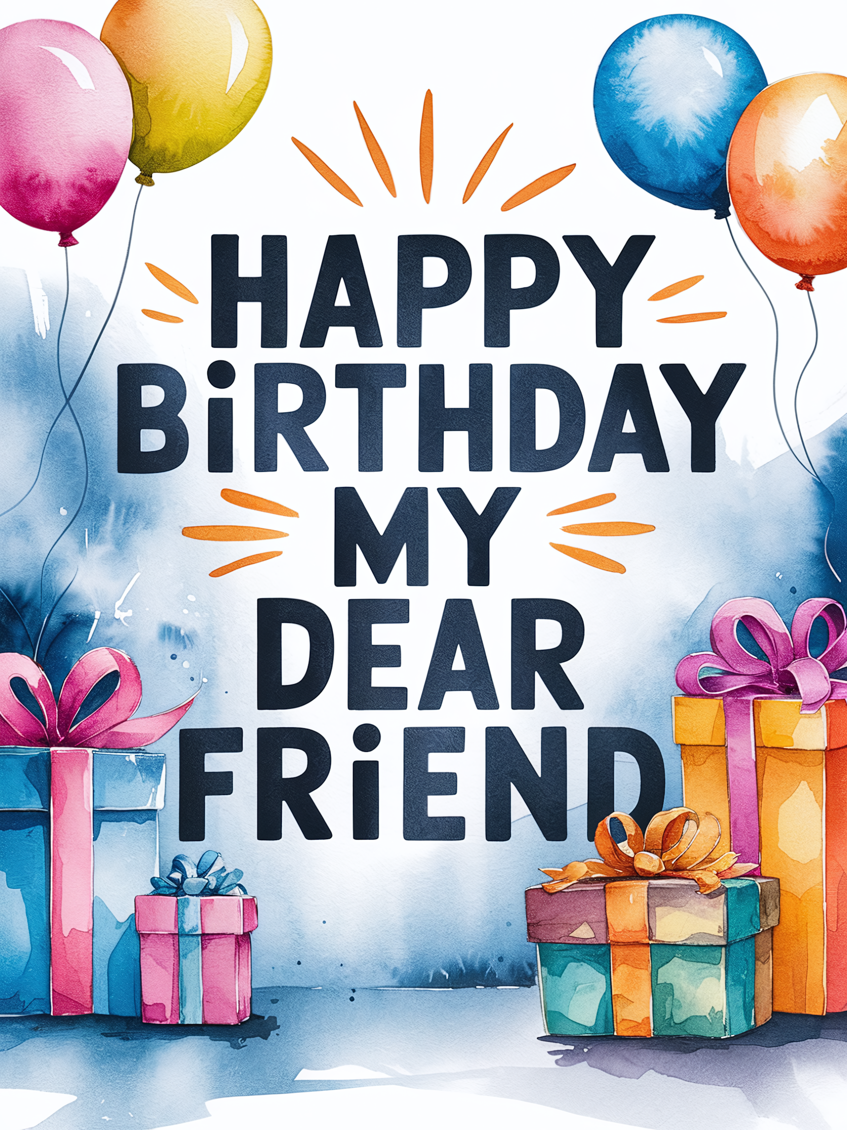 Free Download Watercolor Birthday Card for Friend