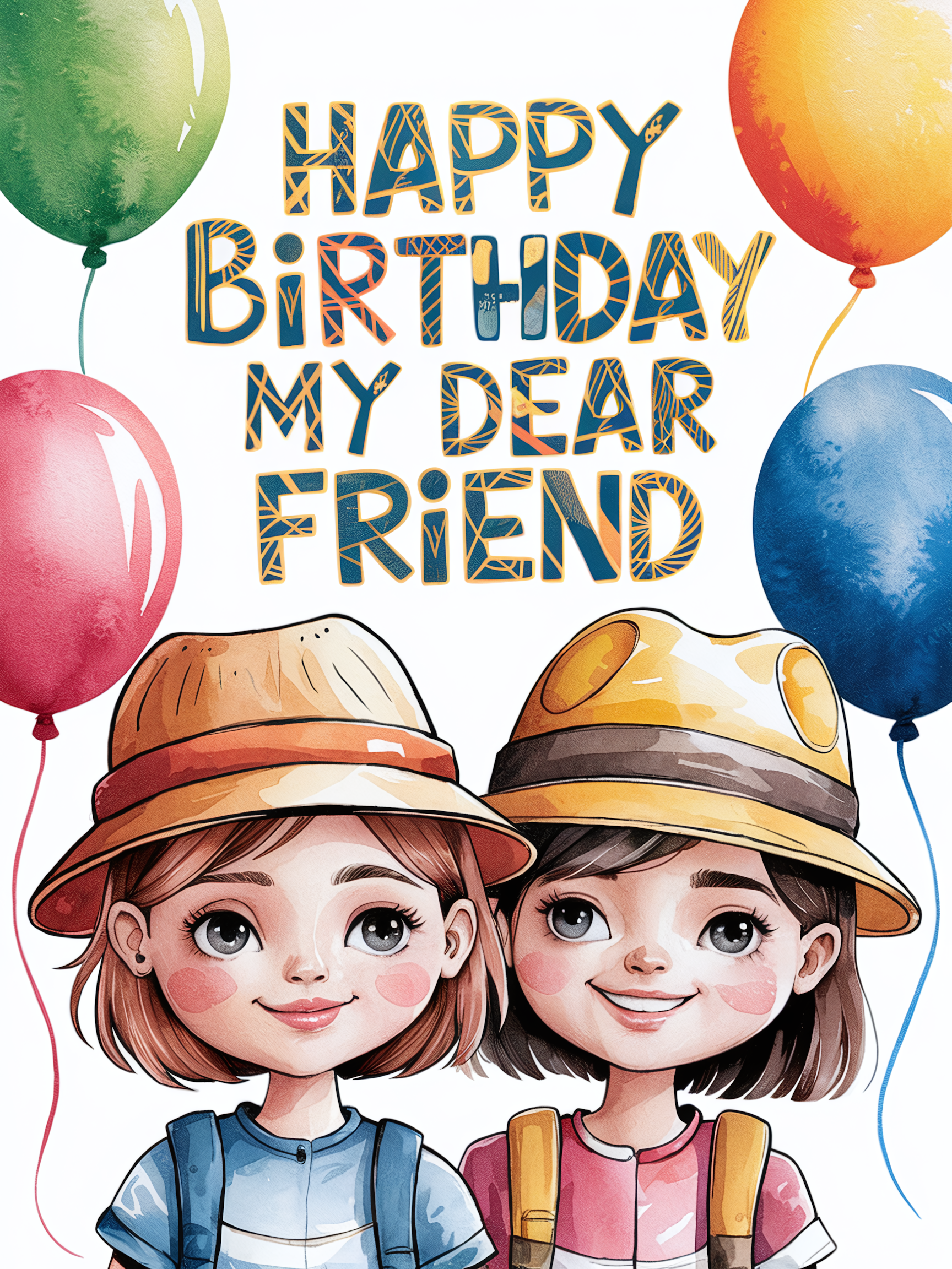 Free Download Watercolor Birthday Card for Friend