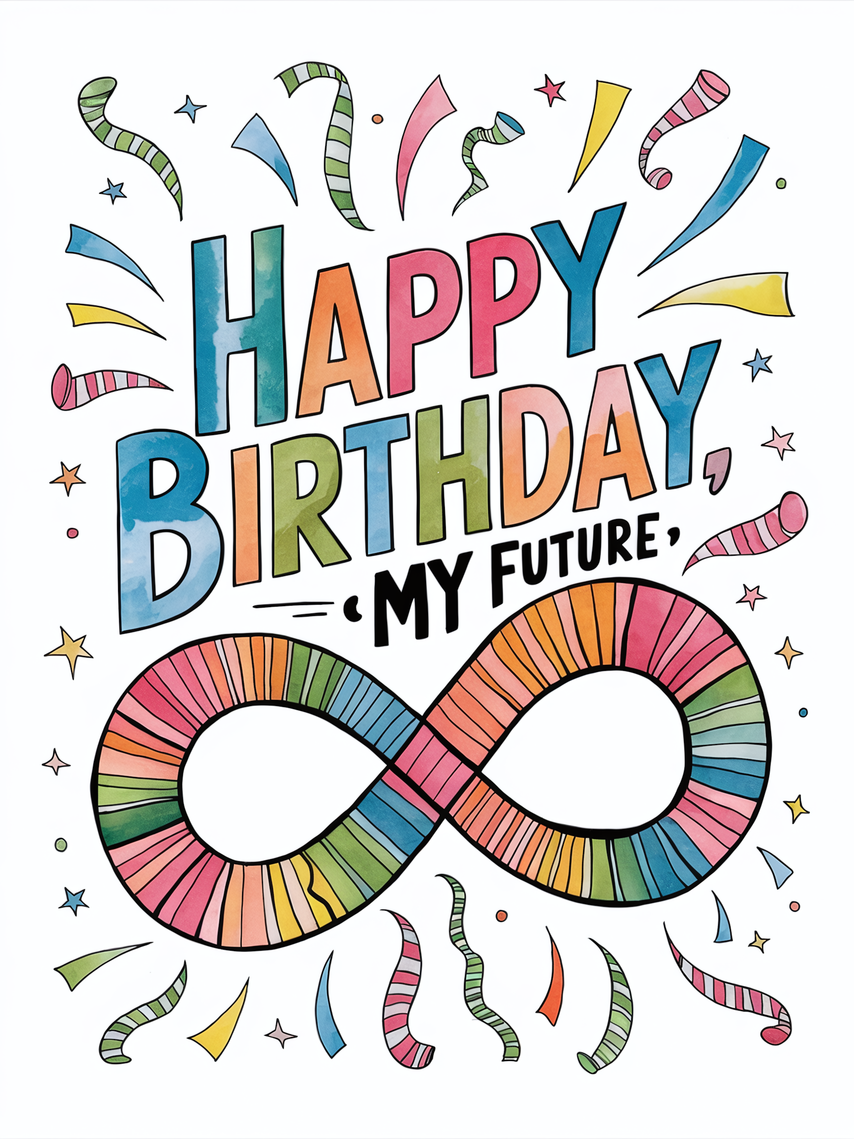 Free Download Watercolor Birthday Card With Infinity Symbol