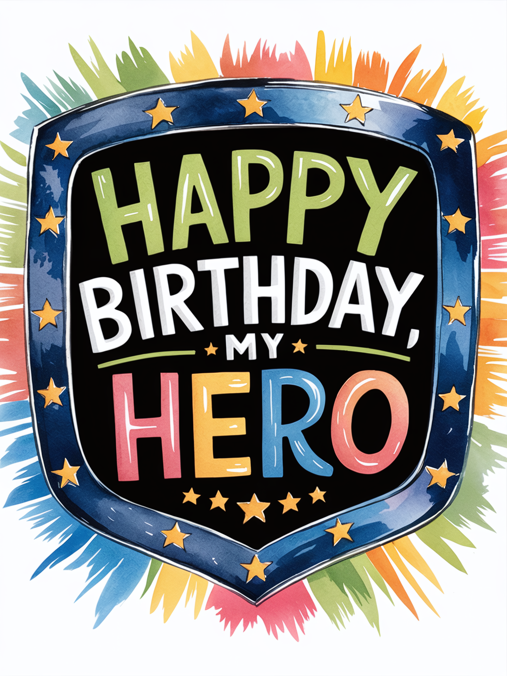 Free Download Happy Birthday My Hero Watercolor Illustration