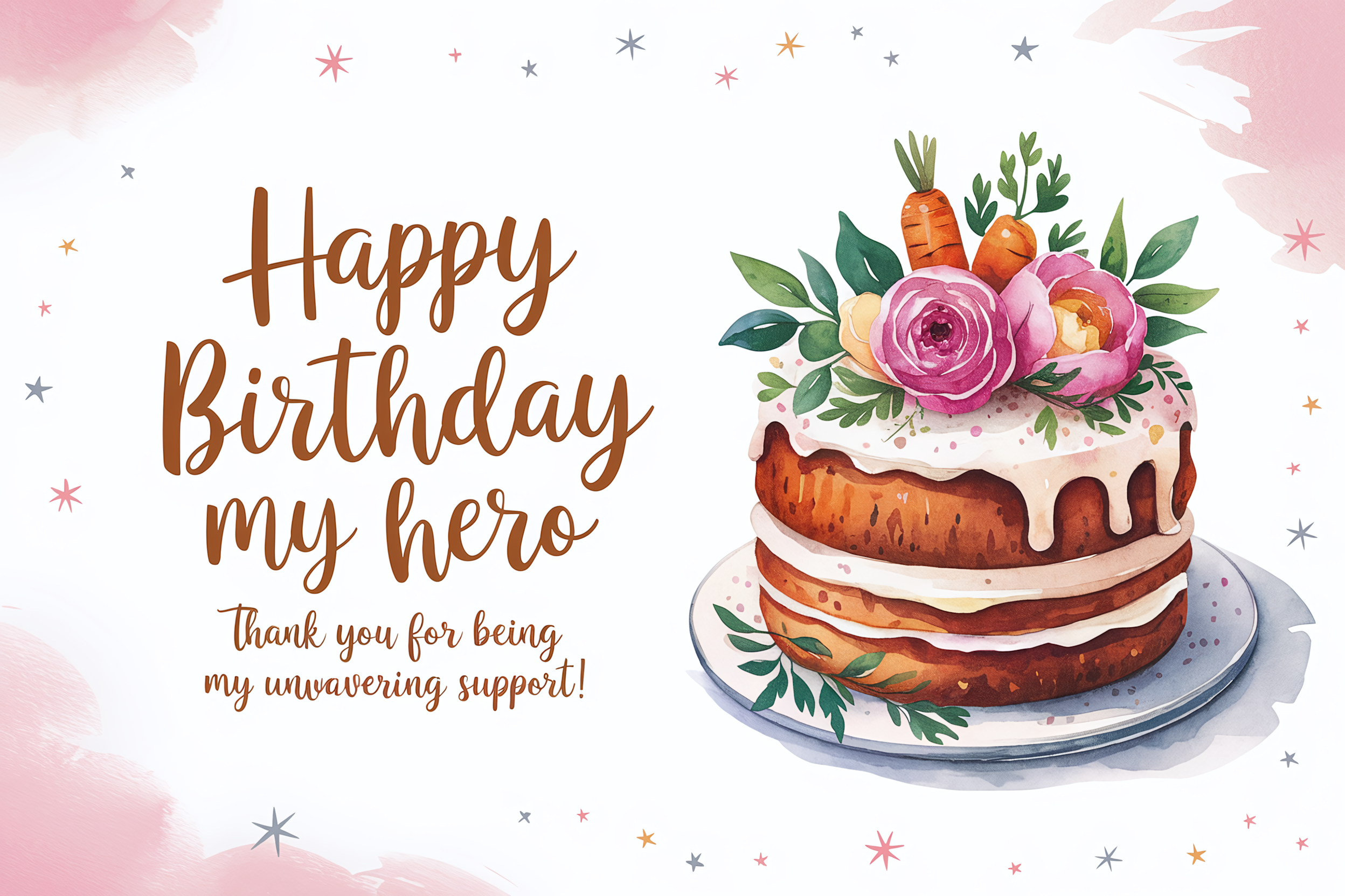 Free Download Watercolor Birthday Card For Hero