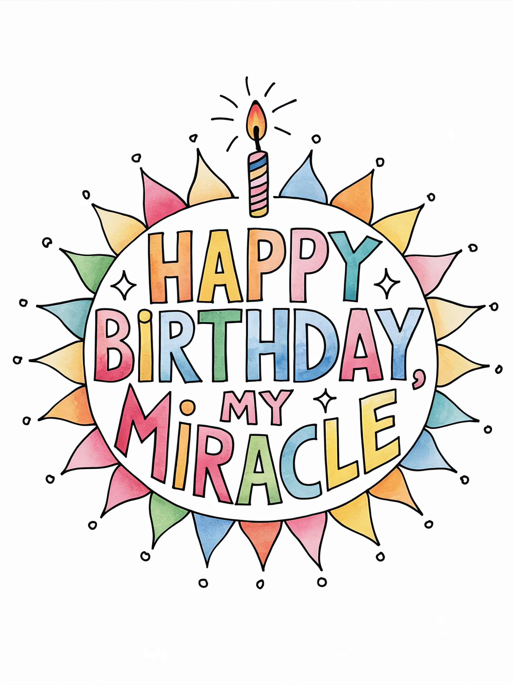 Free Download Happy Birthday My Miracle Watercolor Card