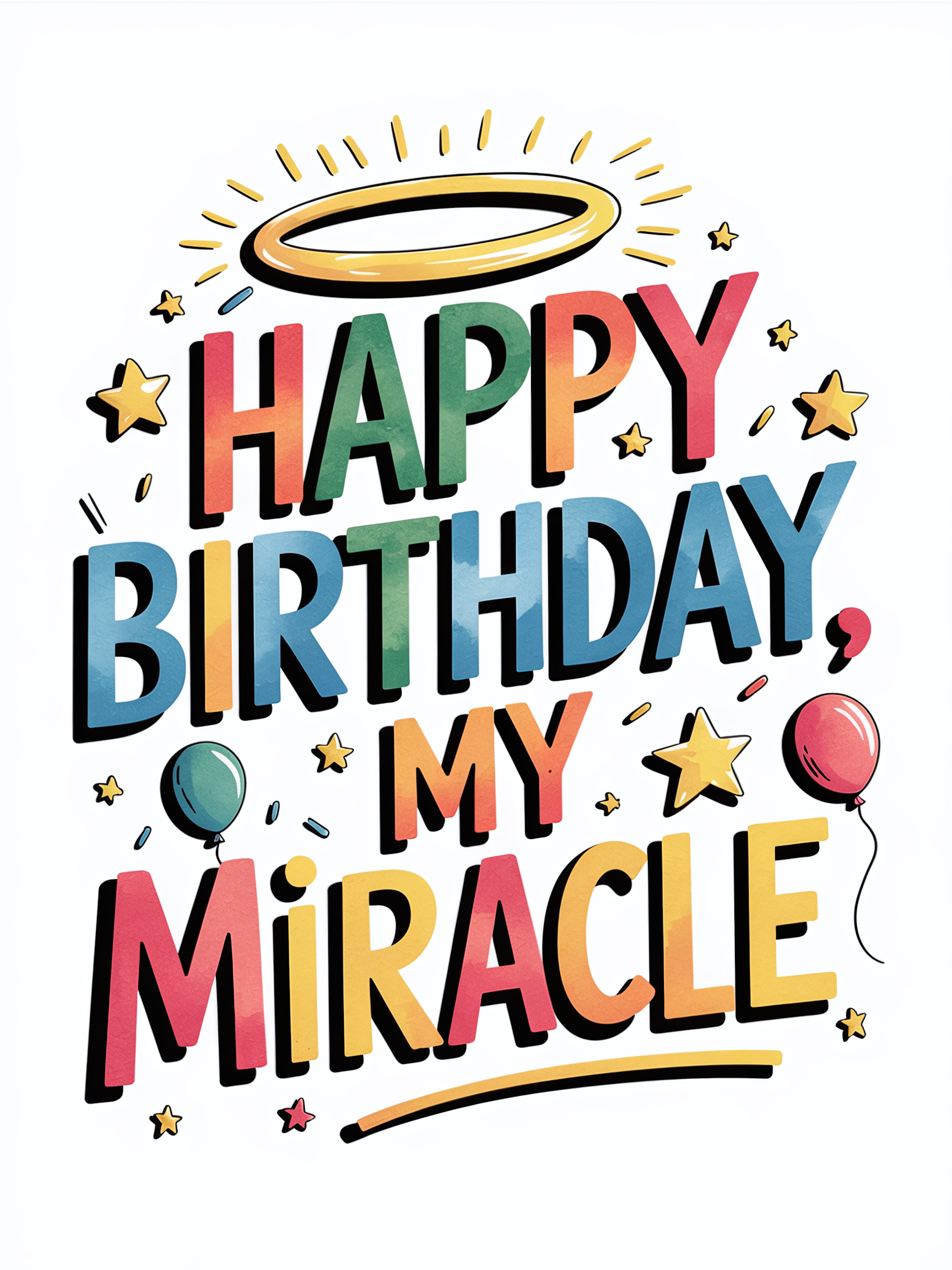 Free Download Happy Birthday My Miracle Watercolor Card
