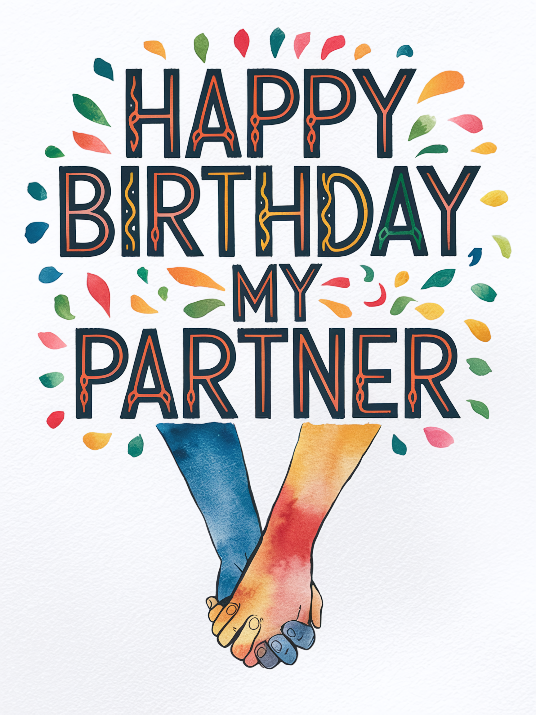 Free Download Happy Birthday Partner Watercolor Illustration