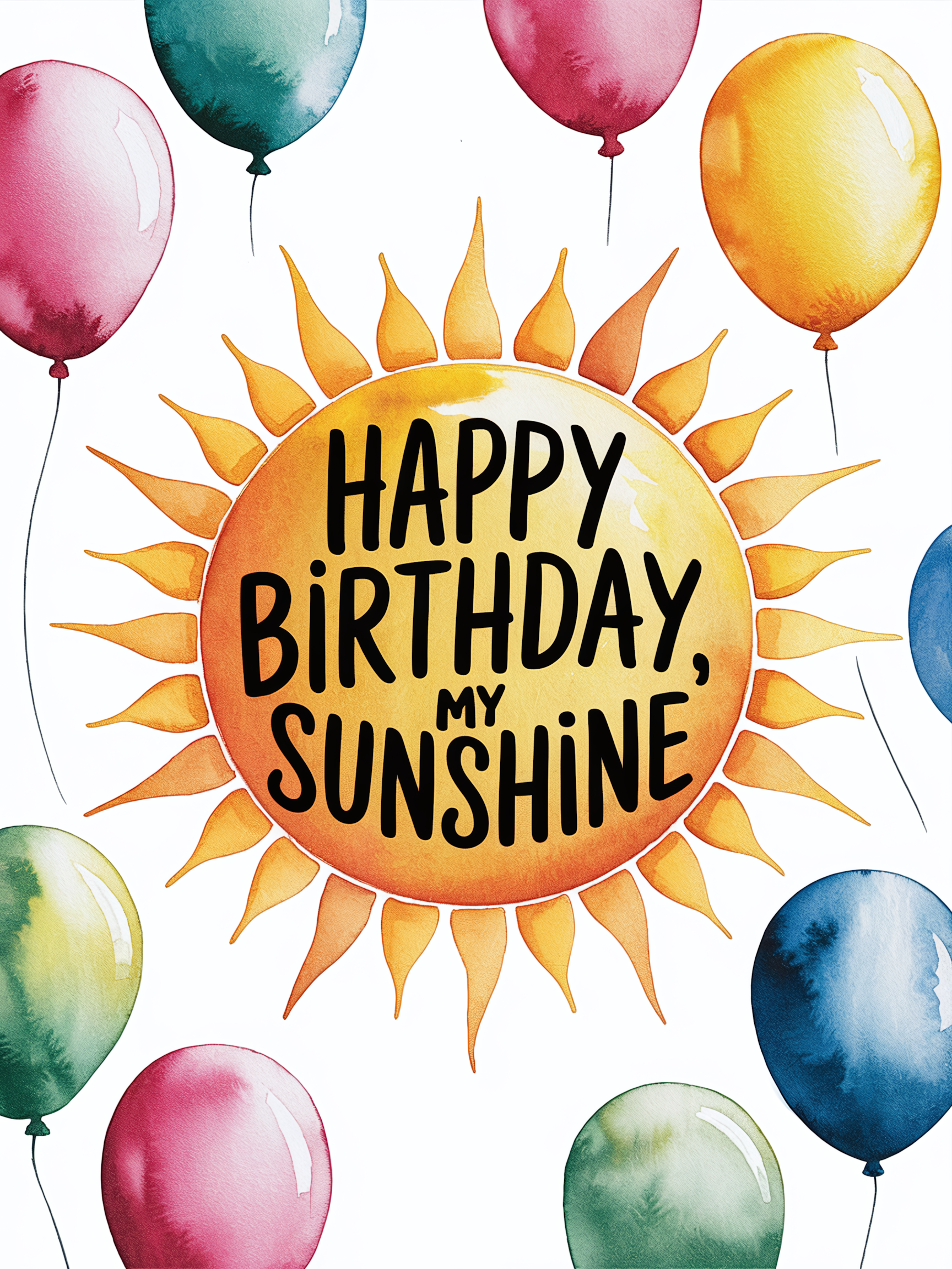 Free Happy Birthday Sunshine Watercolor