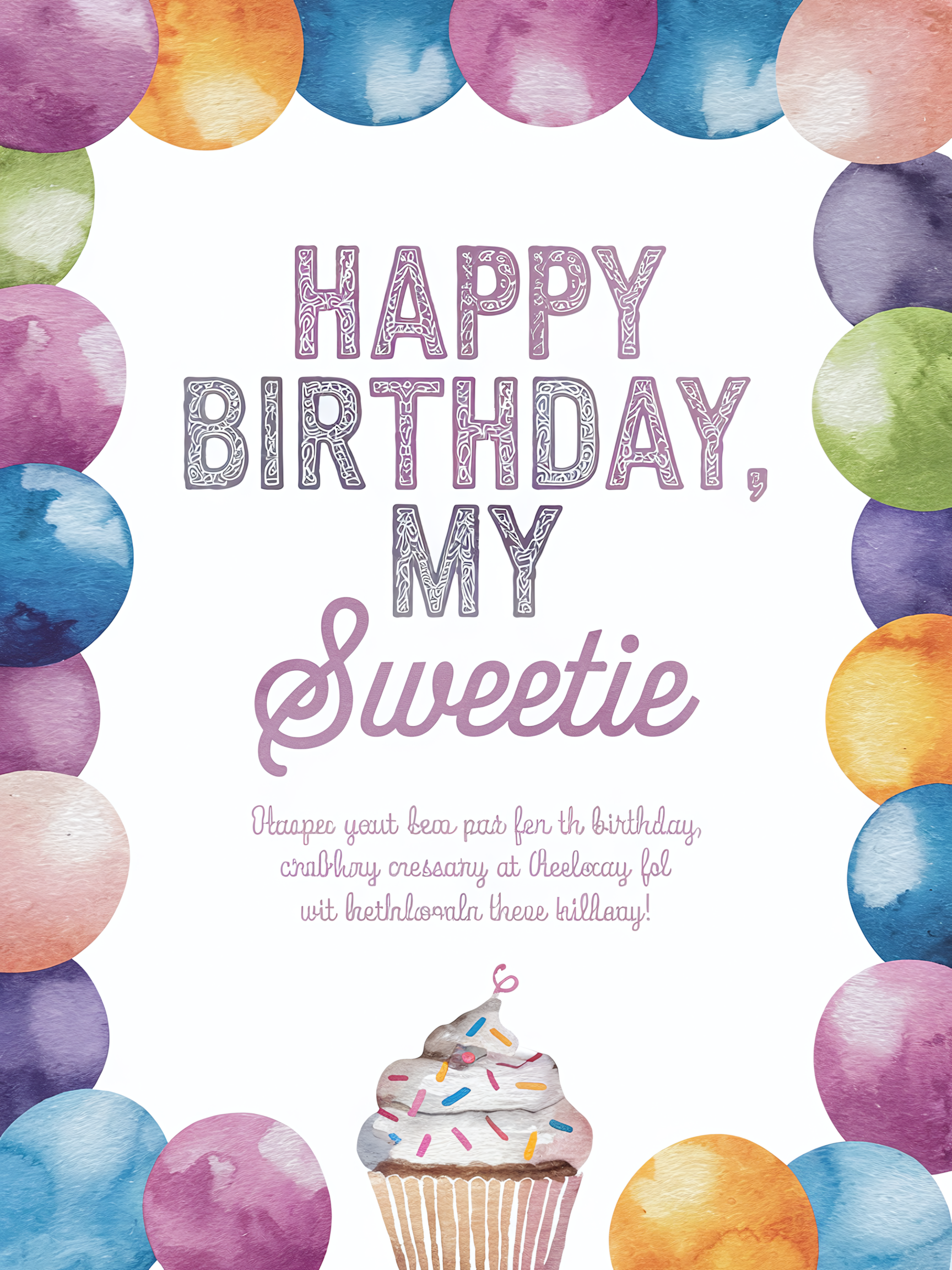 Free Download Happy Birthday Sweetie Watercolor Card