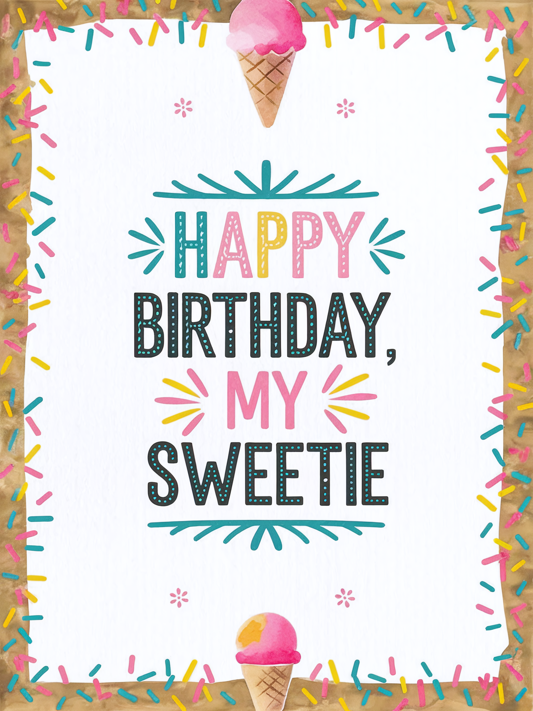 Happy Birthday Ice Cream Ice Cream Cone Happy Birthday Card