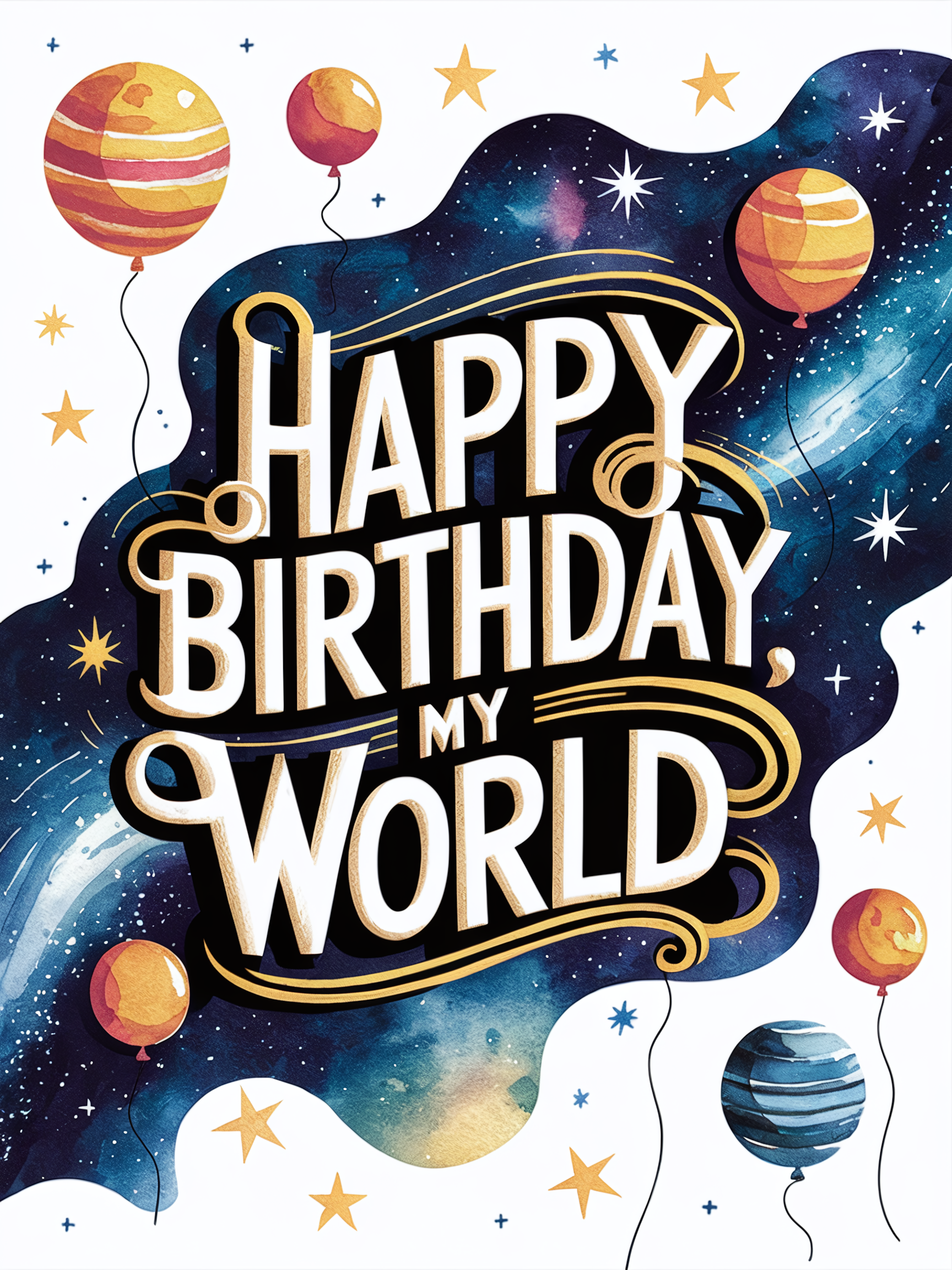 Free Download Watercolor Happy Birthday World Illustration