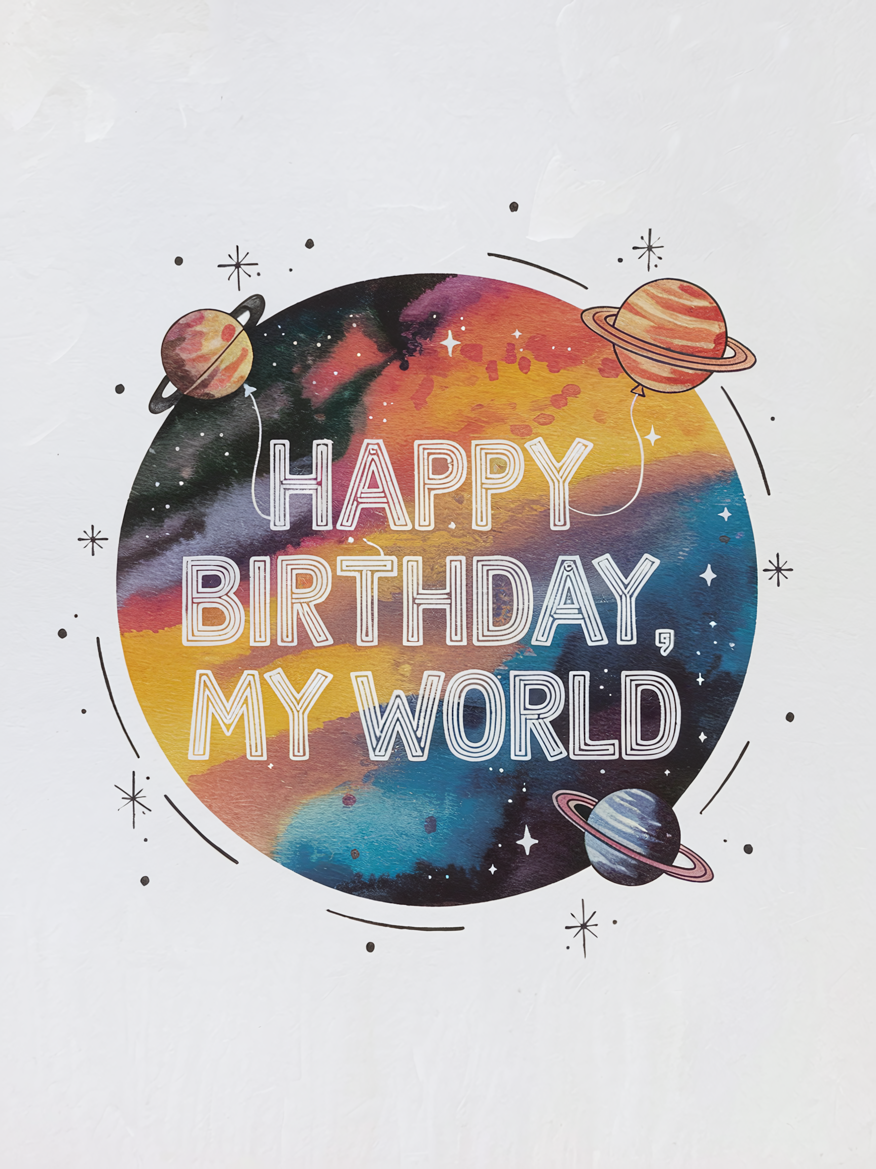 Free Download Watercolor Galaxy Happy Birthday Card
