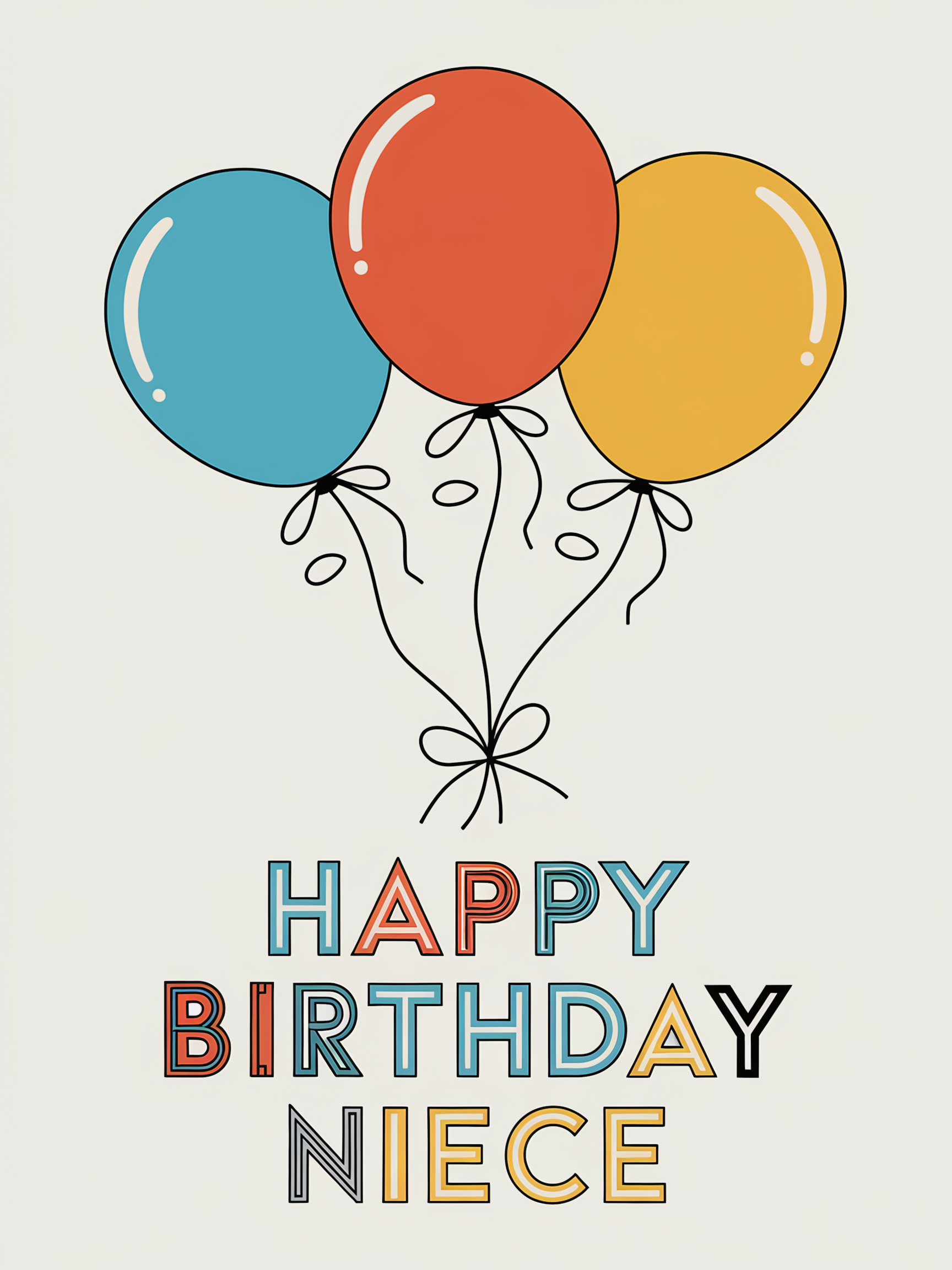 Free Download Happy Birthday Niece Watercolor Balloons