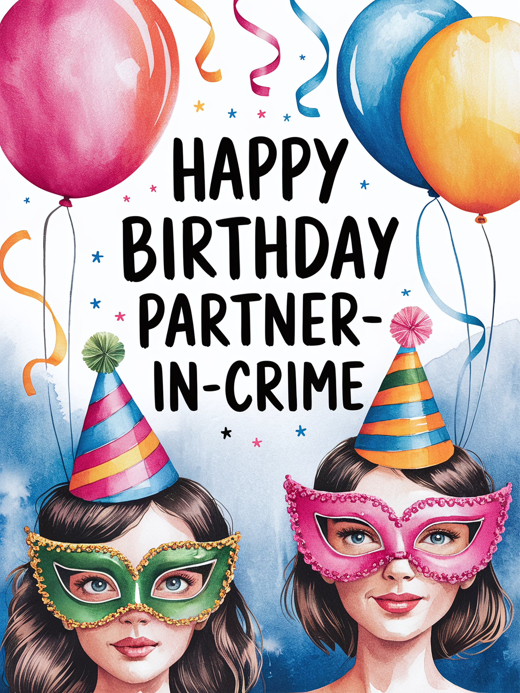 Free Download Happy Birthday Partner In Crime Watercolor Illustration