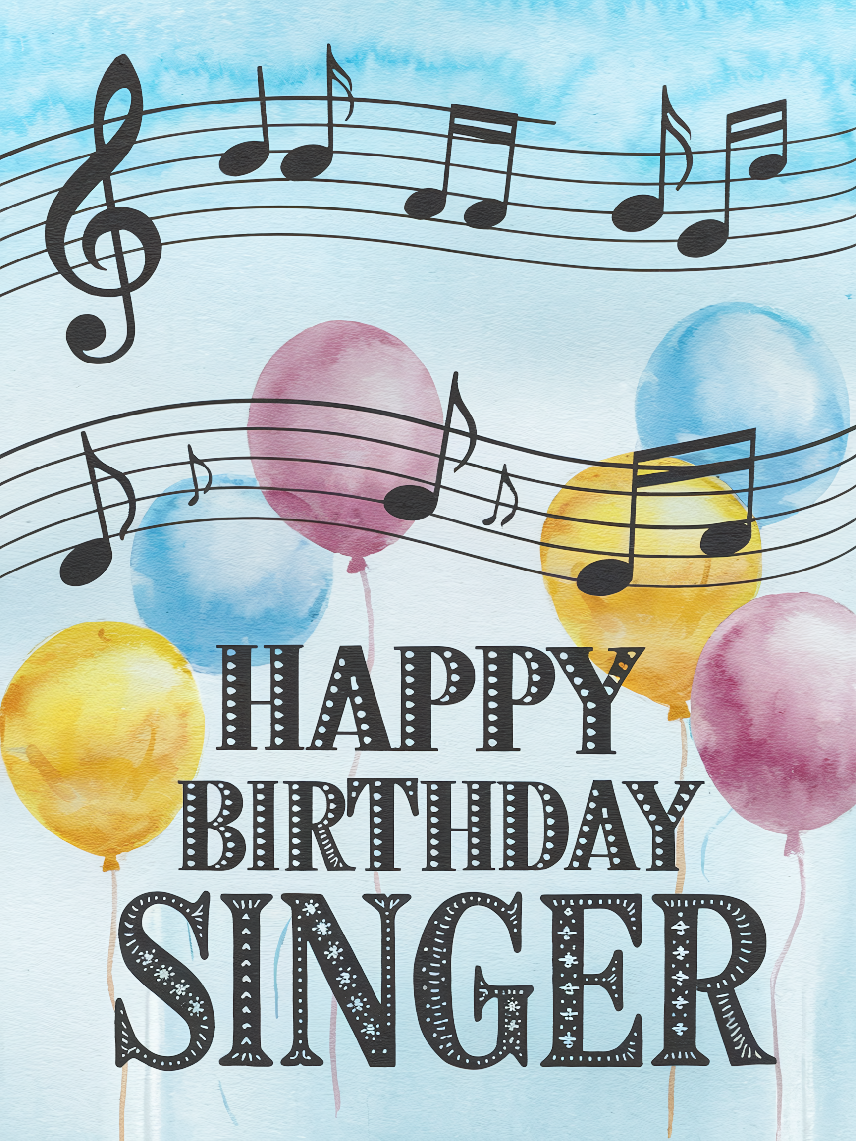 Free Download Watercolor Birthday Card for Singers