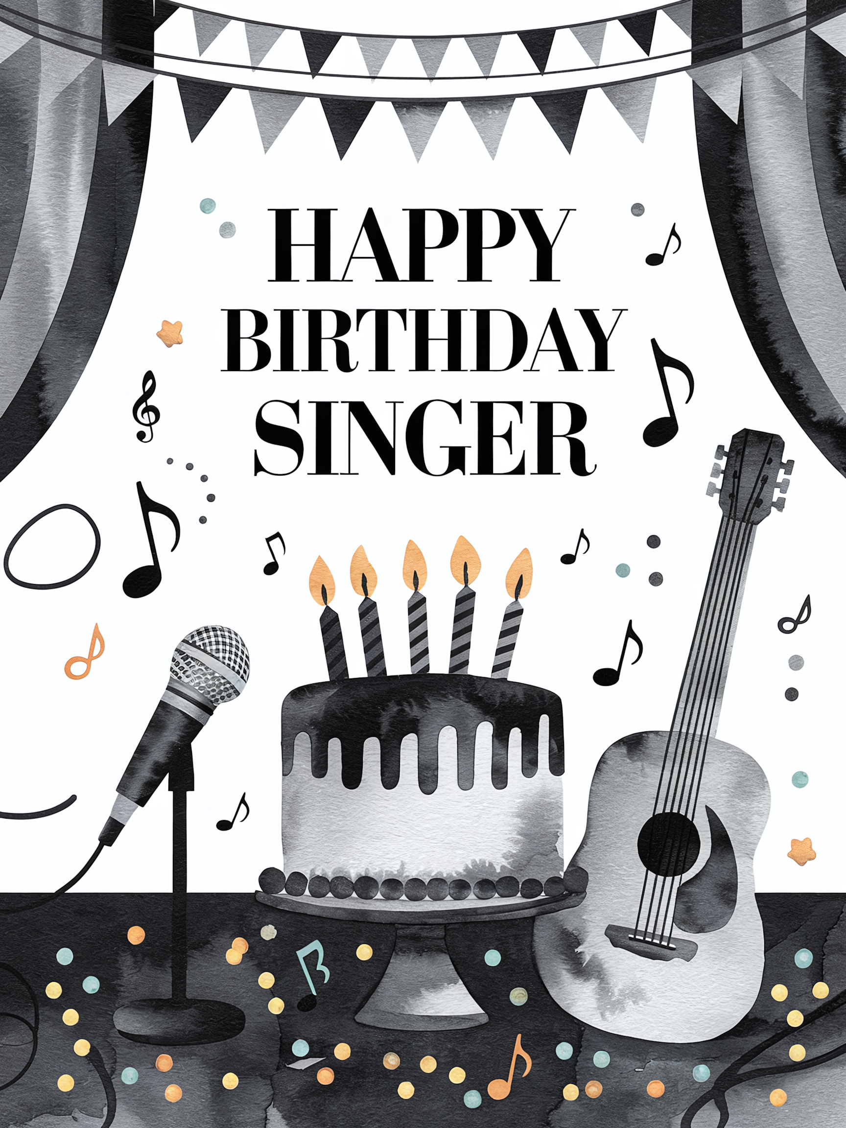 Free Download Happy Birthday Singer Watercolor Illustration