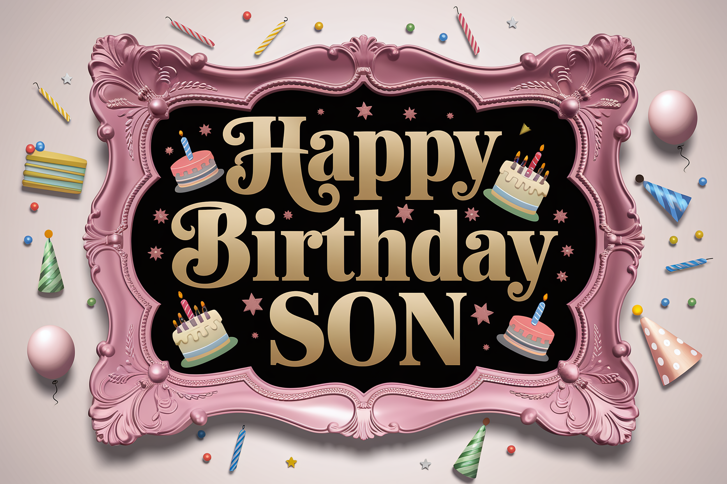 Free Download Elegant Happy Birthday Son Frame