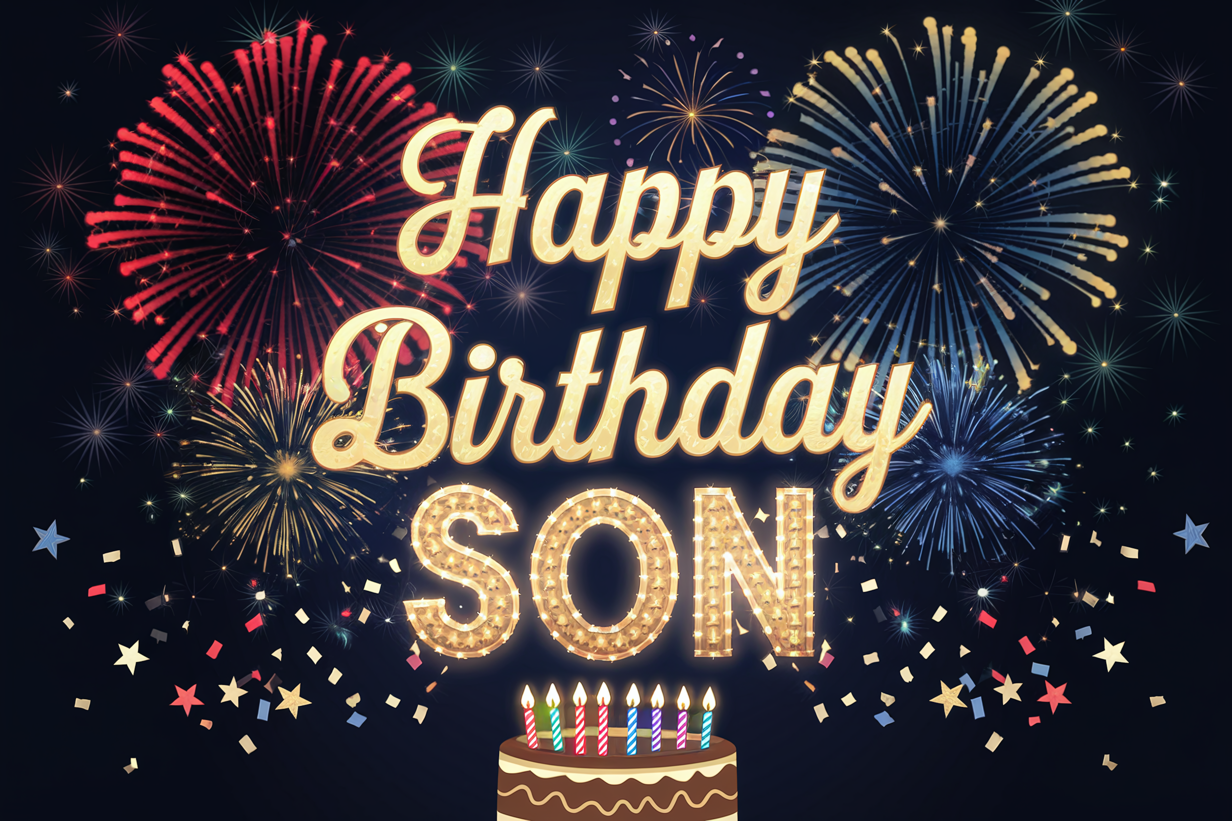 Free Download Happy Birthday Son Fireworks Celebration