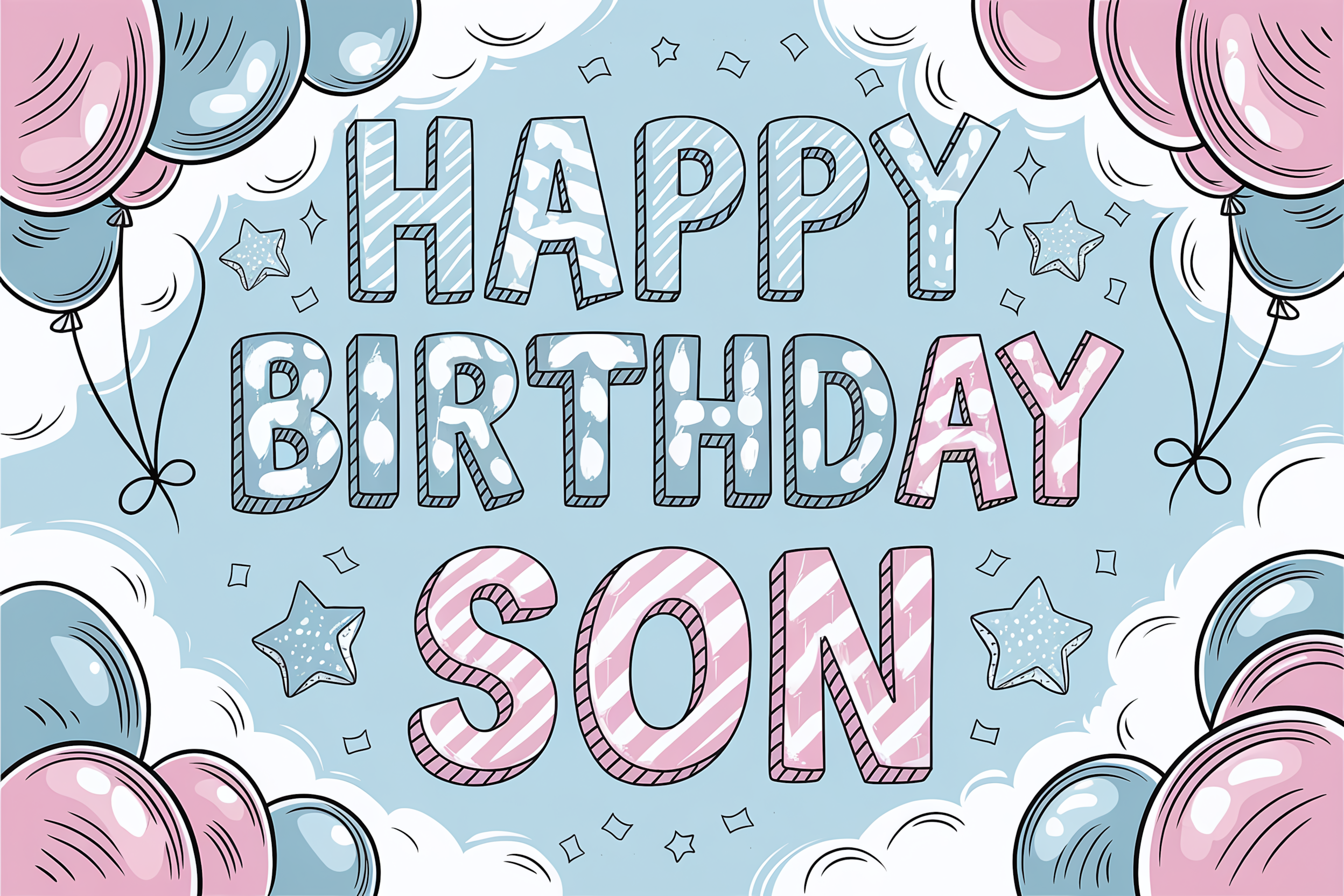 Free Download Happy Birthday Son Card with Balloons